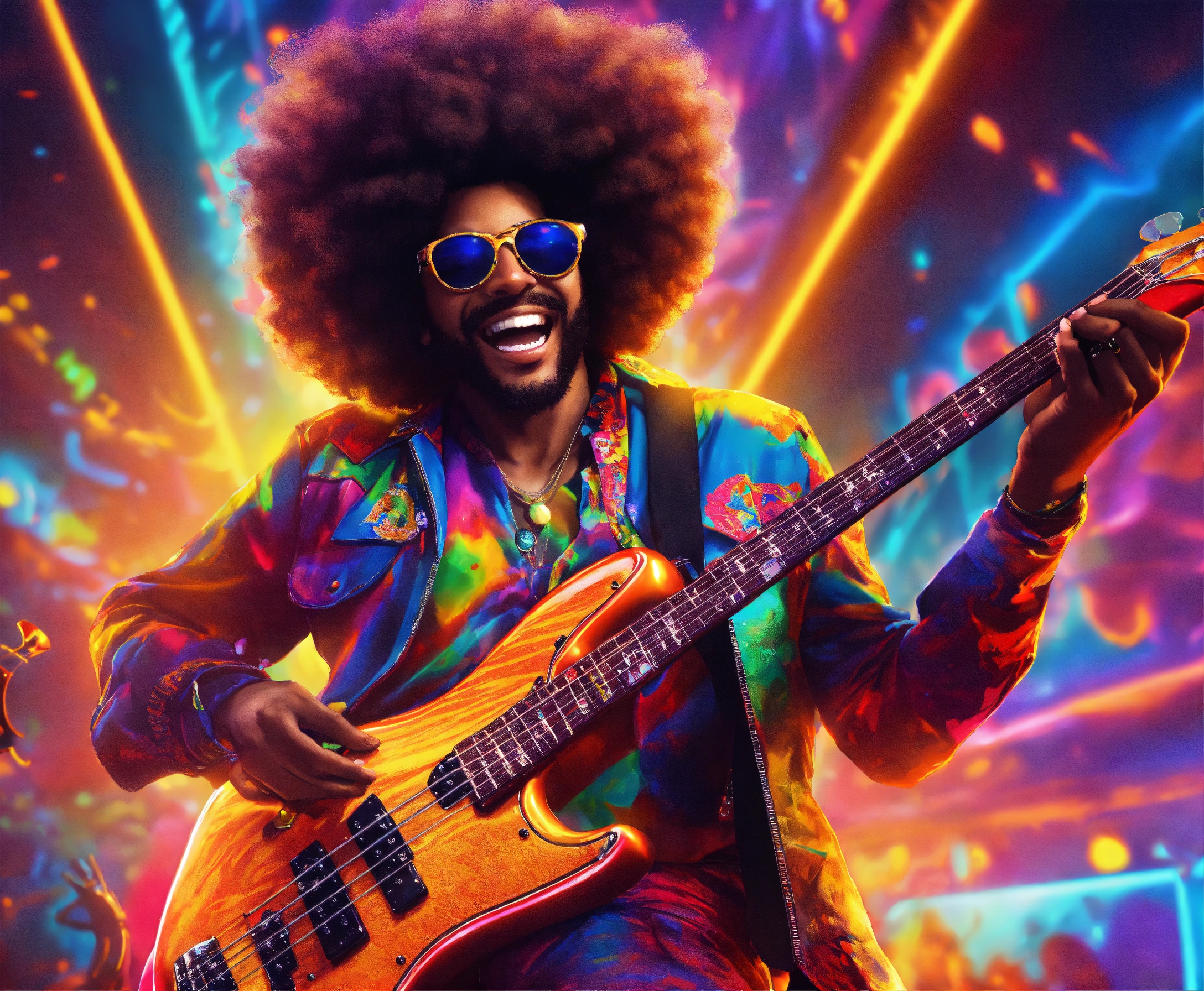 Lexica - A trippy afro american man wearing sunglasses with a big smile ...