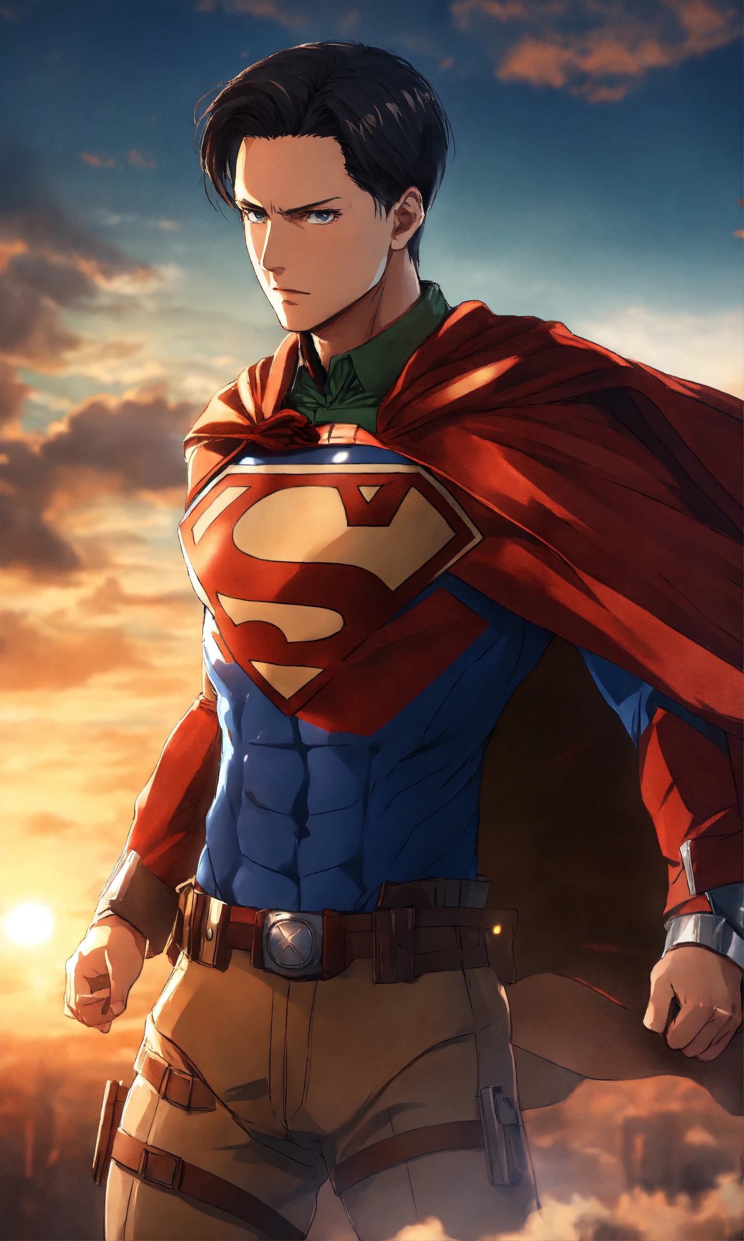 Lexica - Attack on titan levi dressed in superman uniform, real 8k