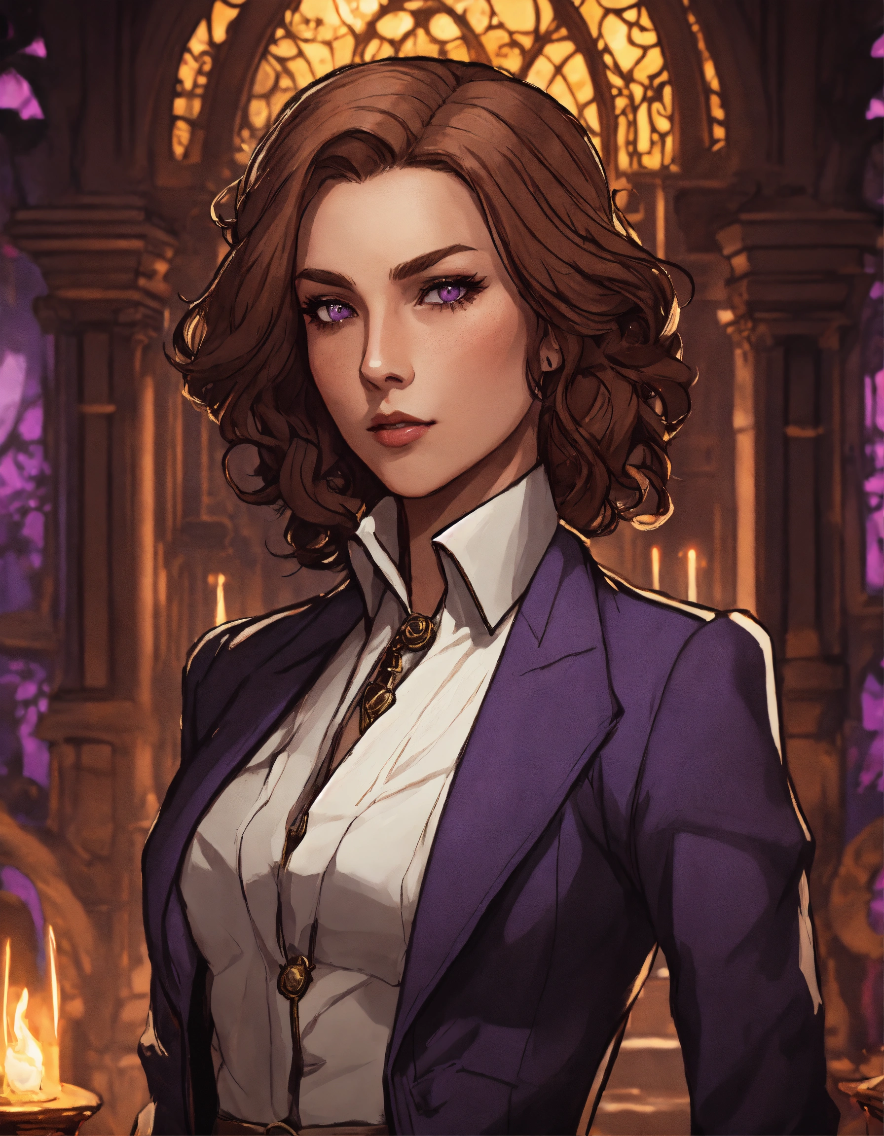 Lexica - A white woman, in a suit, lonb bob hairstyle, light brown hair ...