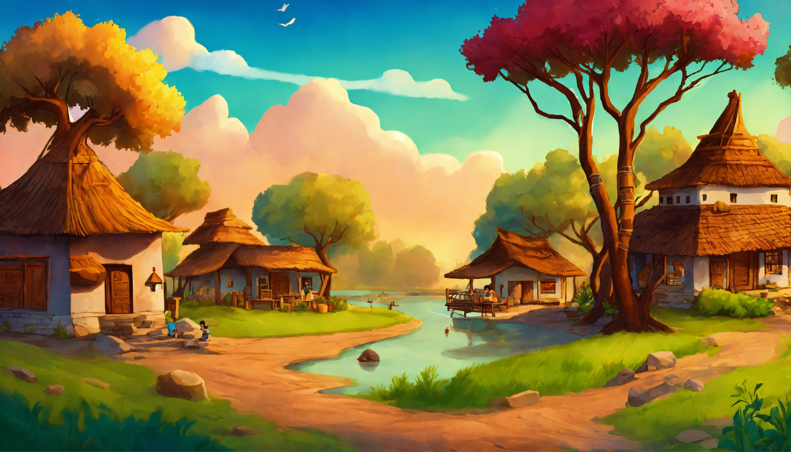 Lexica - A cartoon pictures of Indian village storybook illustration ...