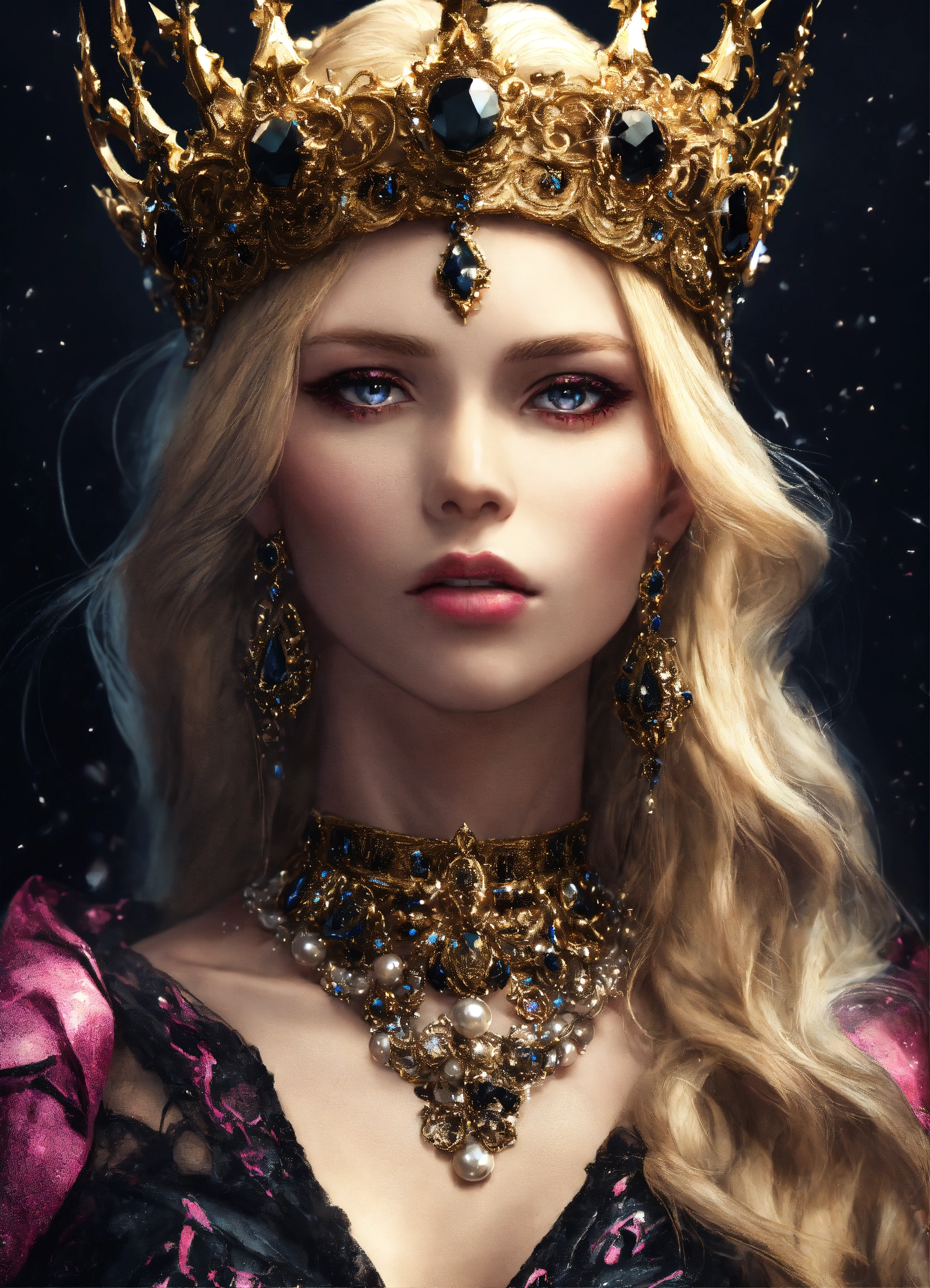 Lexica - Goddess queen, blonde hair wearing a crown with black diamonds ...