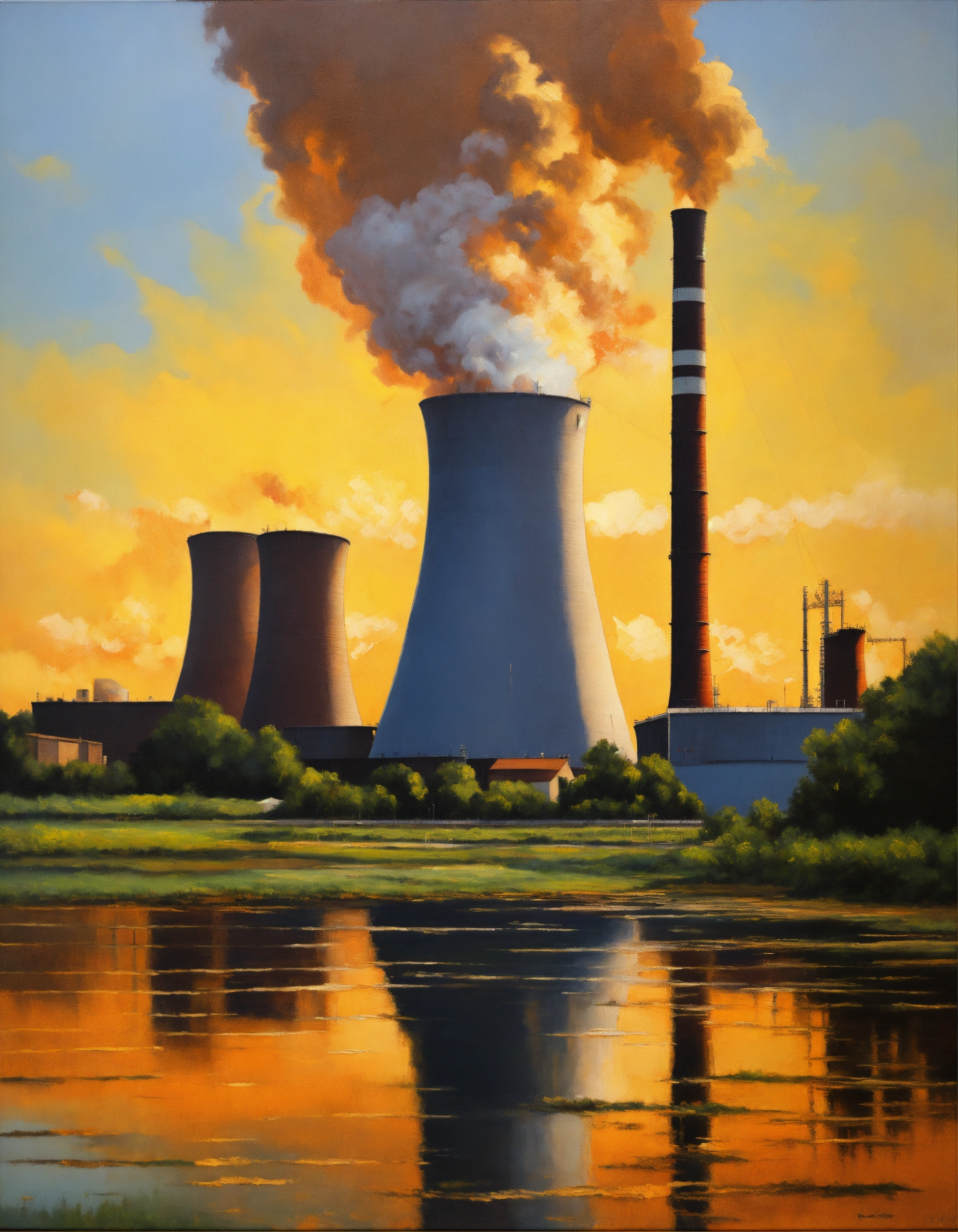 Lexica - Nuclear power plant Oil painting