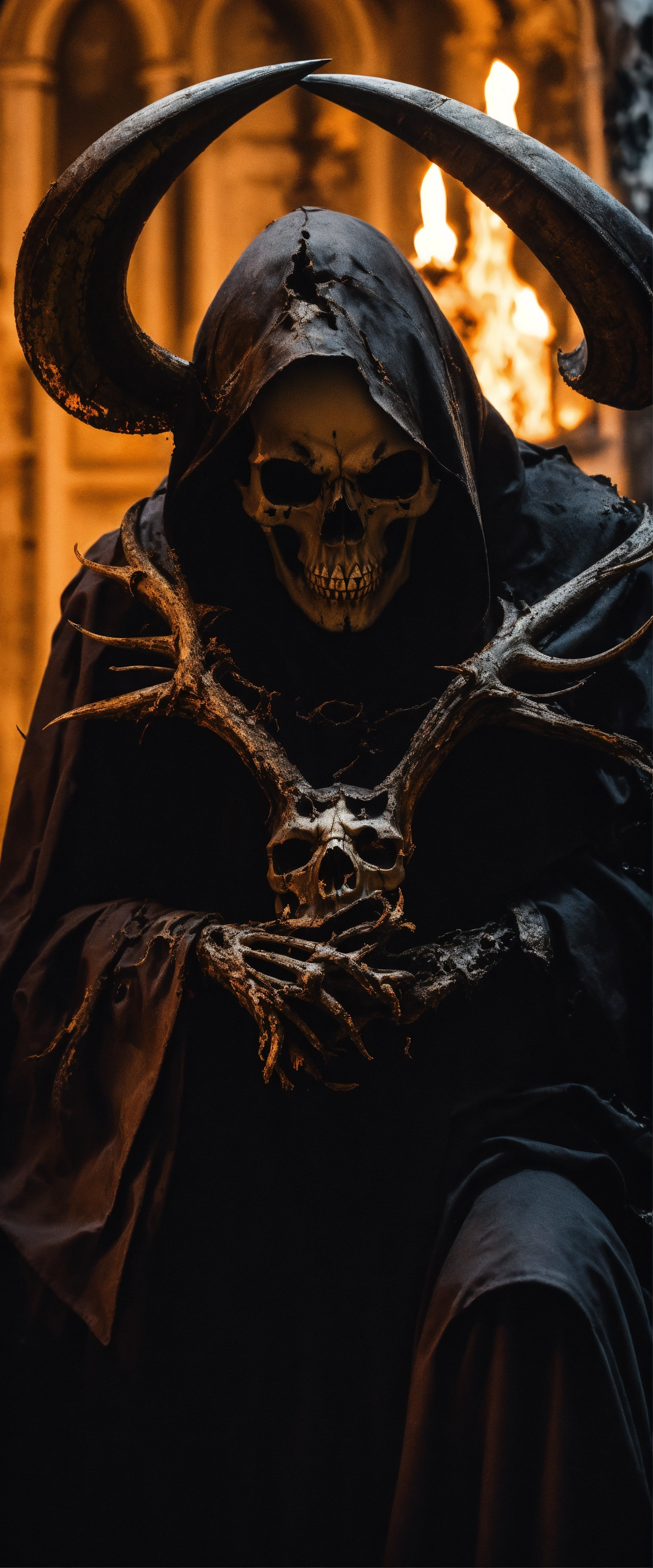 Lexica - Demonic skull, grim reaper, death, rotting flesh, glowing eyes ...