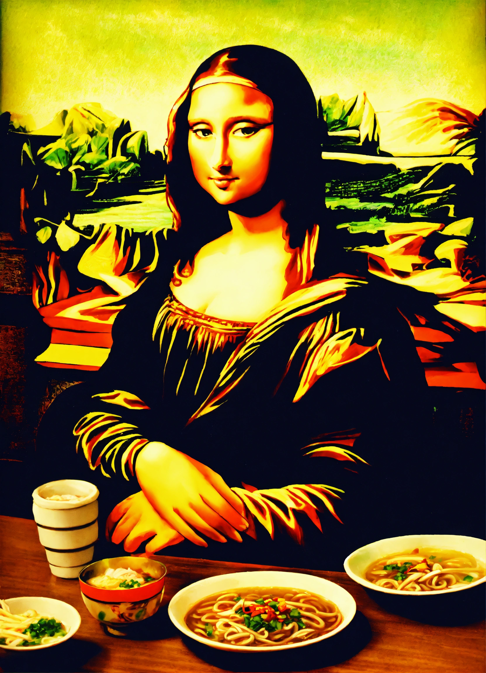 Lexica - Mona lisa eating phở
