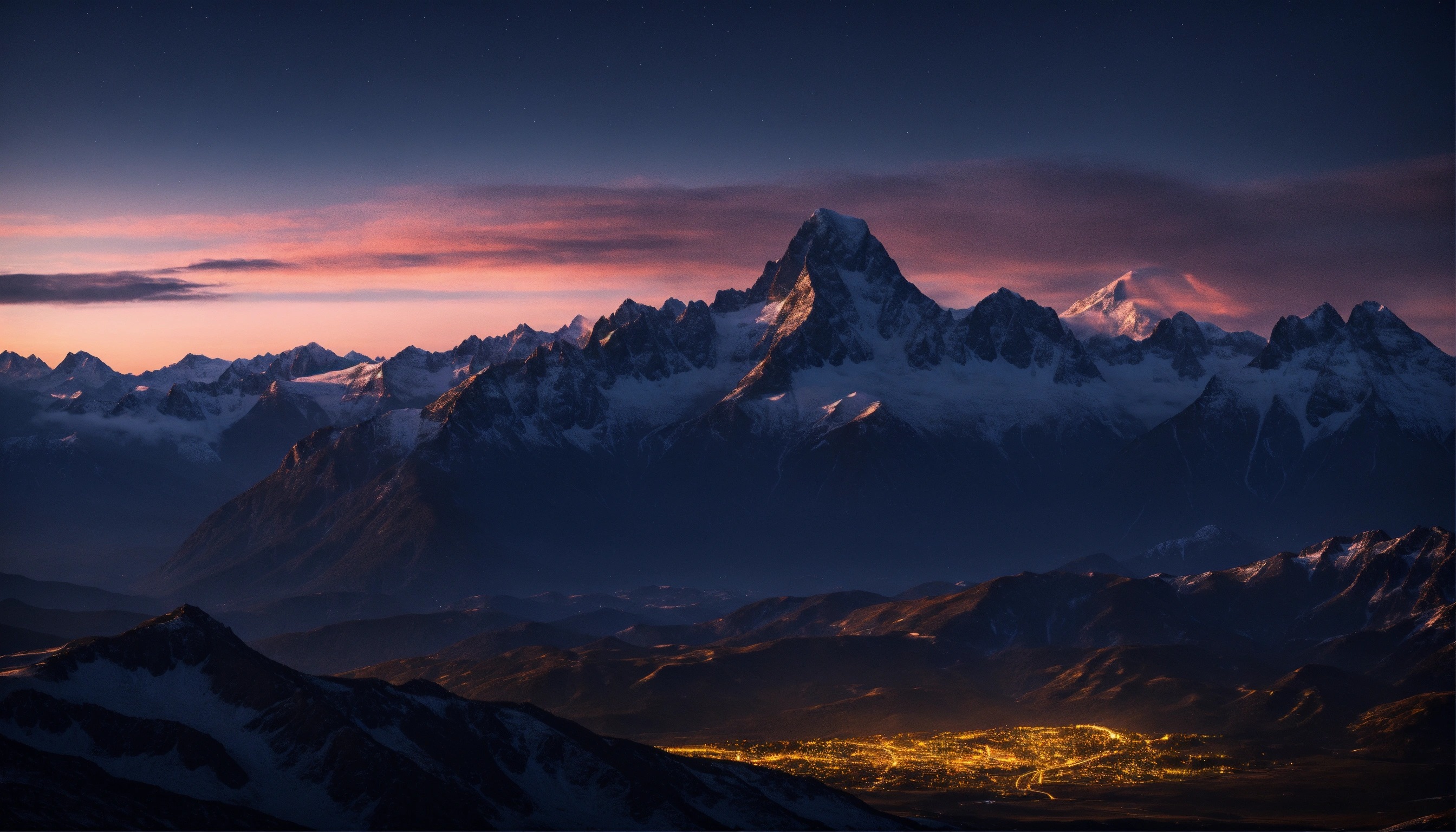 Lexica - Sharp mountain range with mountains ranging in size, midnight ...