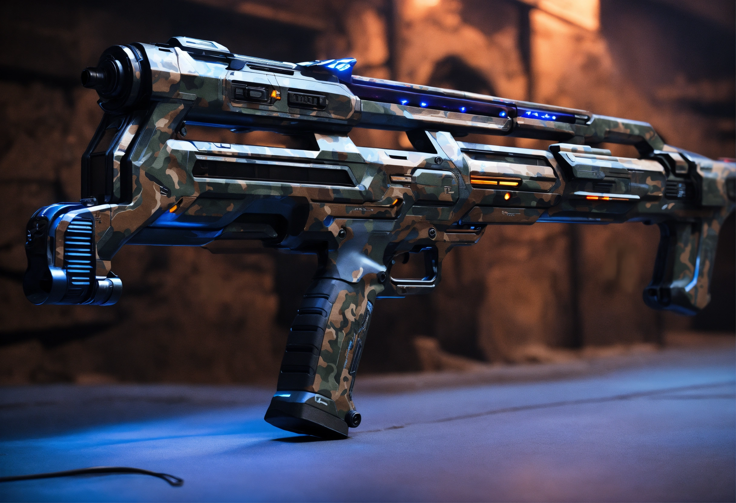 Lexica - Side view of the full image of a black camo sci fi plasma ...