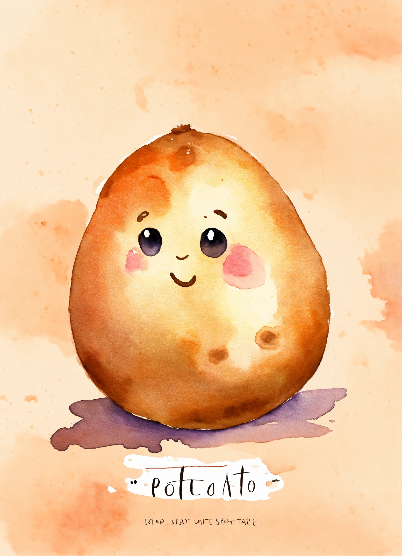 Lexica - A simple watercolor cute baby potato on its side with text ...