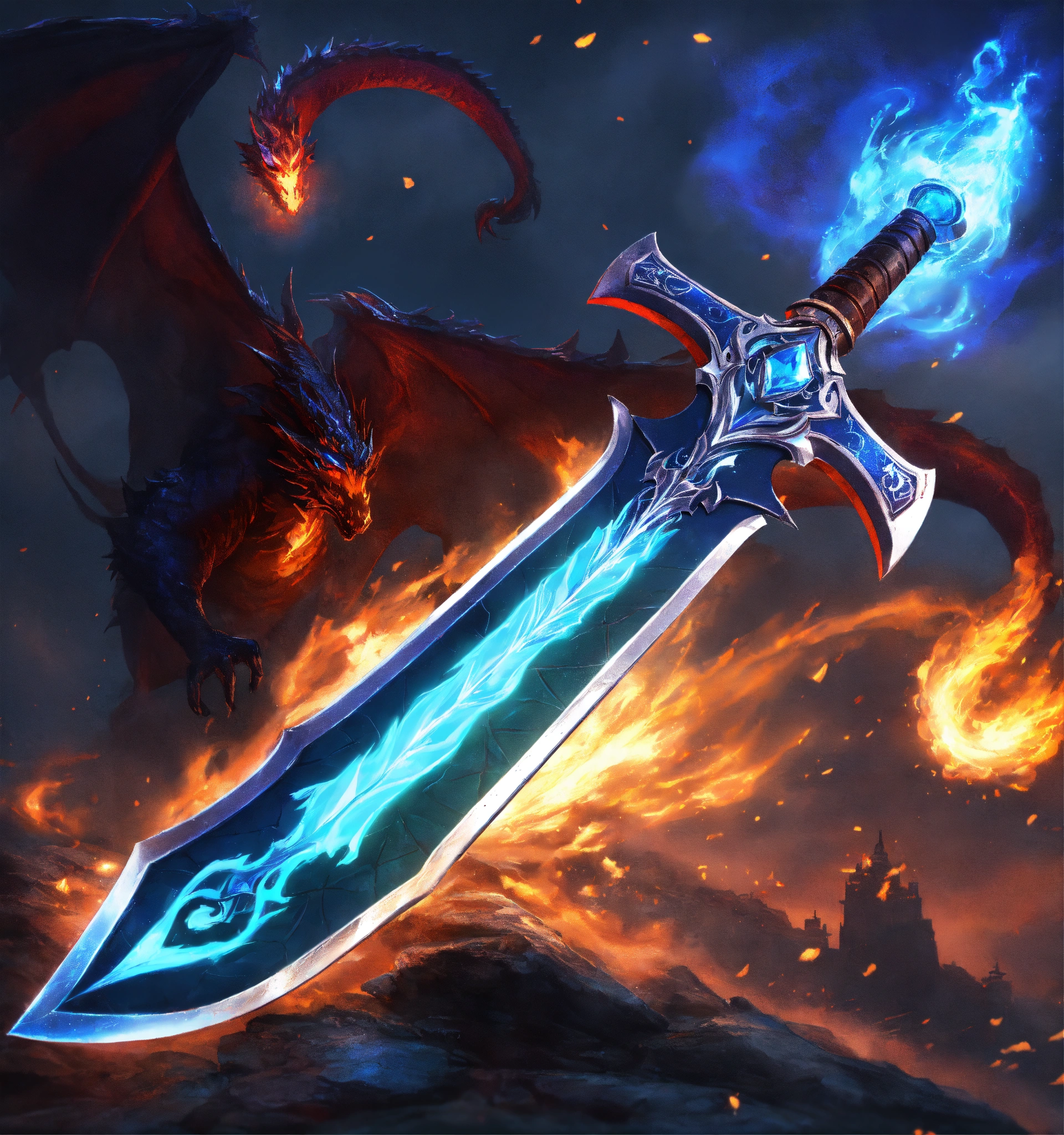Lexica - A magic draconic blade of azure flames.