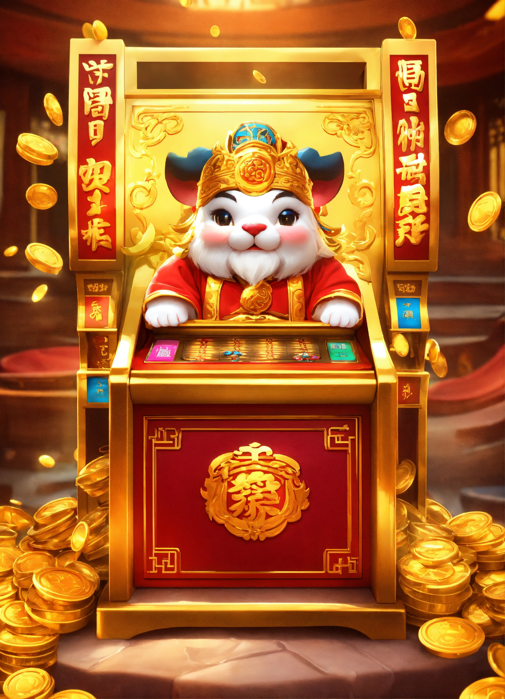 Lexica - 3D god of wealth (Chinese) slot machine game abstract treasure ...
