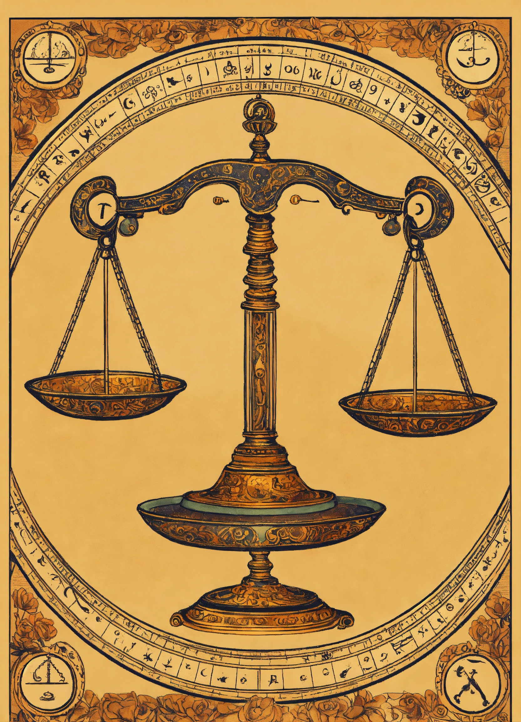 Lexica - Celestial Libra scales with zodiac representation.