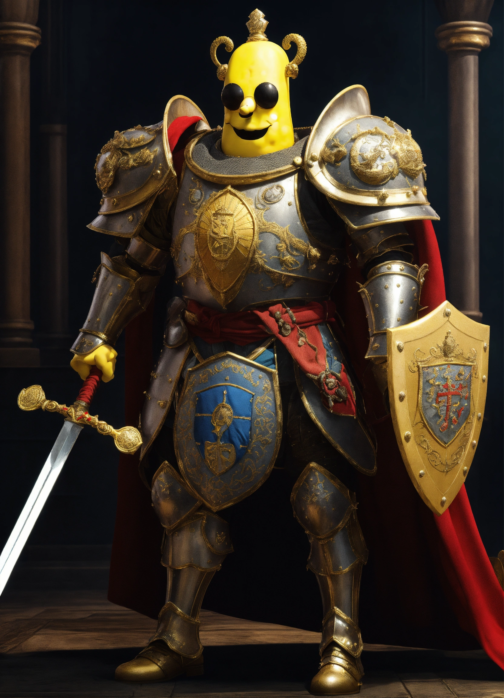 Lexica - Spongebob Squarepants wearing royal armor with intricate ...