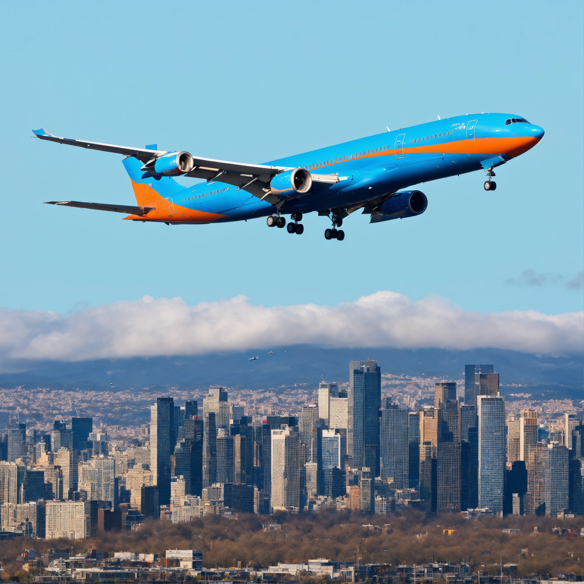 Lexica - A photo of a plane flying in the sky. The plane is flying over ...