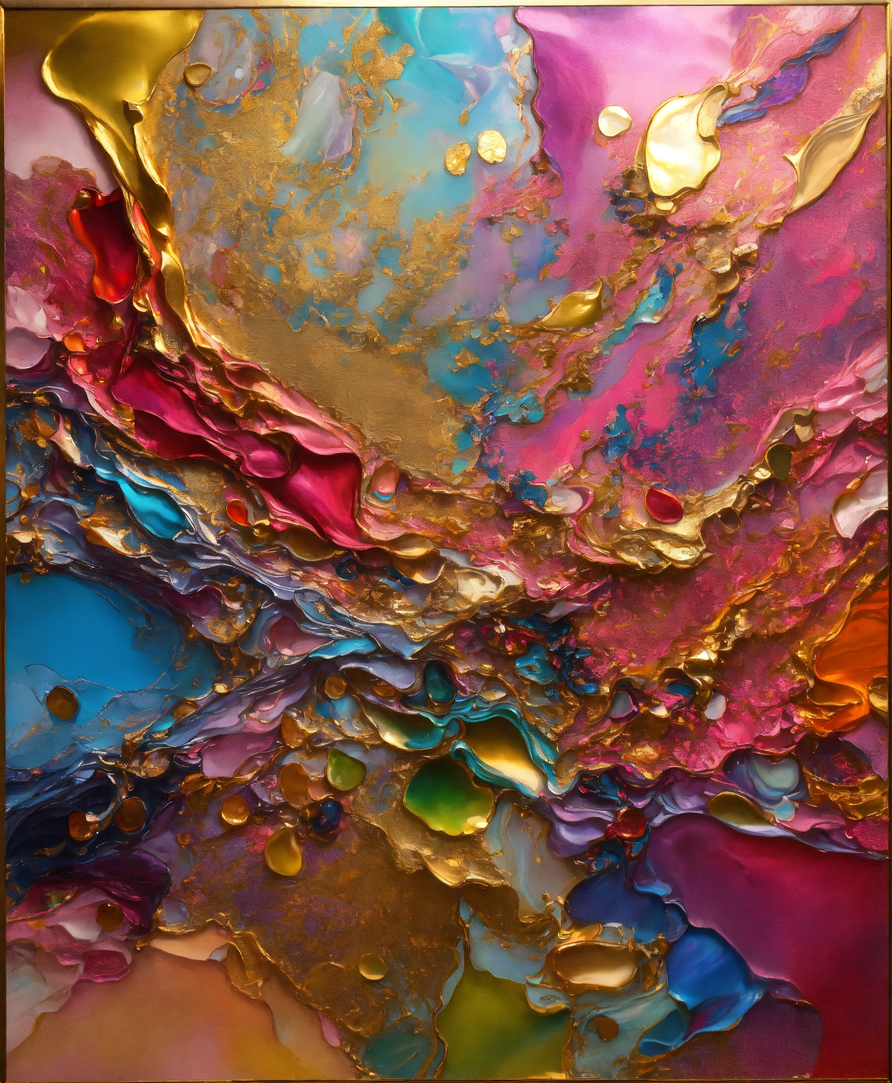 Lexica - Colorful abstract painting oil and water complex complicated ...