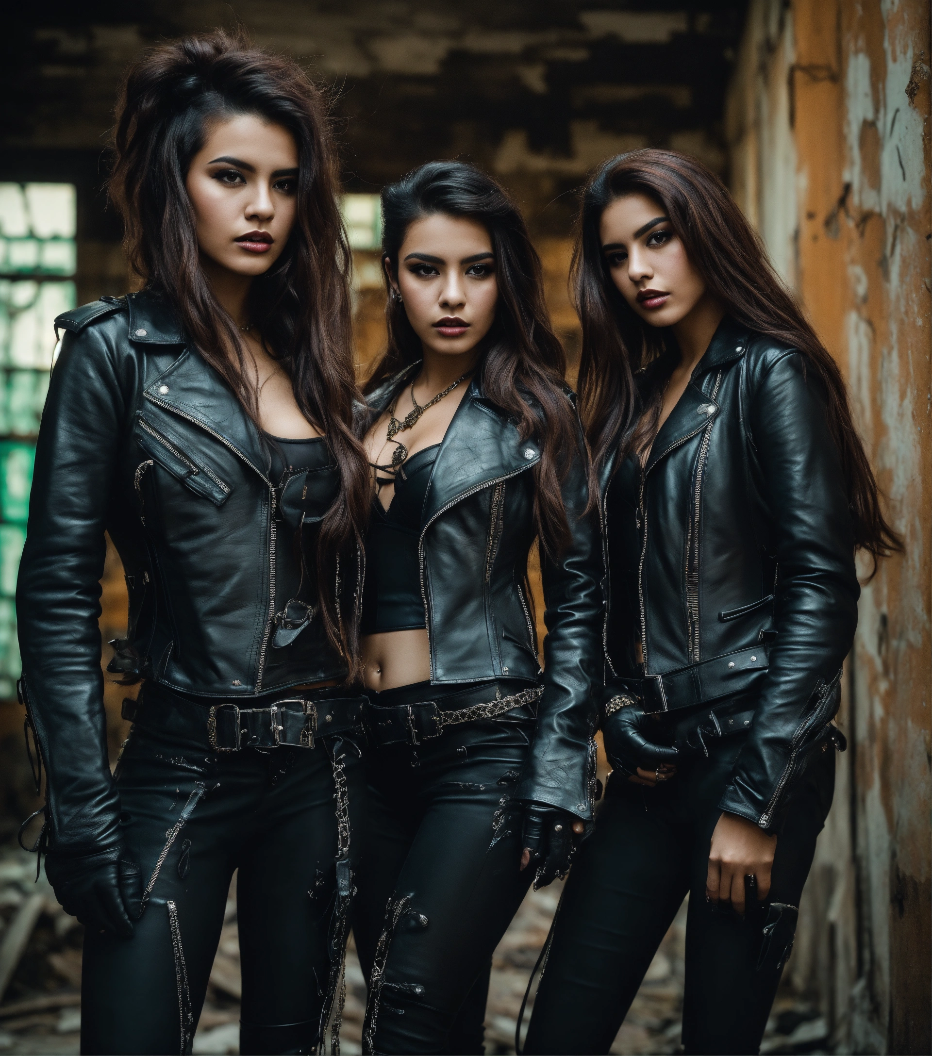 Lexica - Three stunning young mexican punk women with very long hair ...
