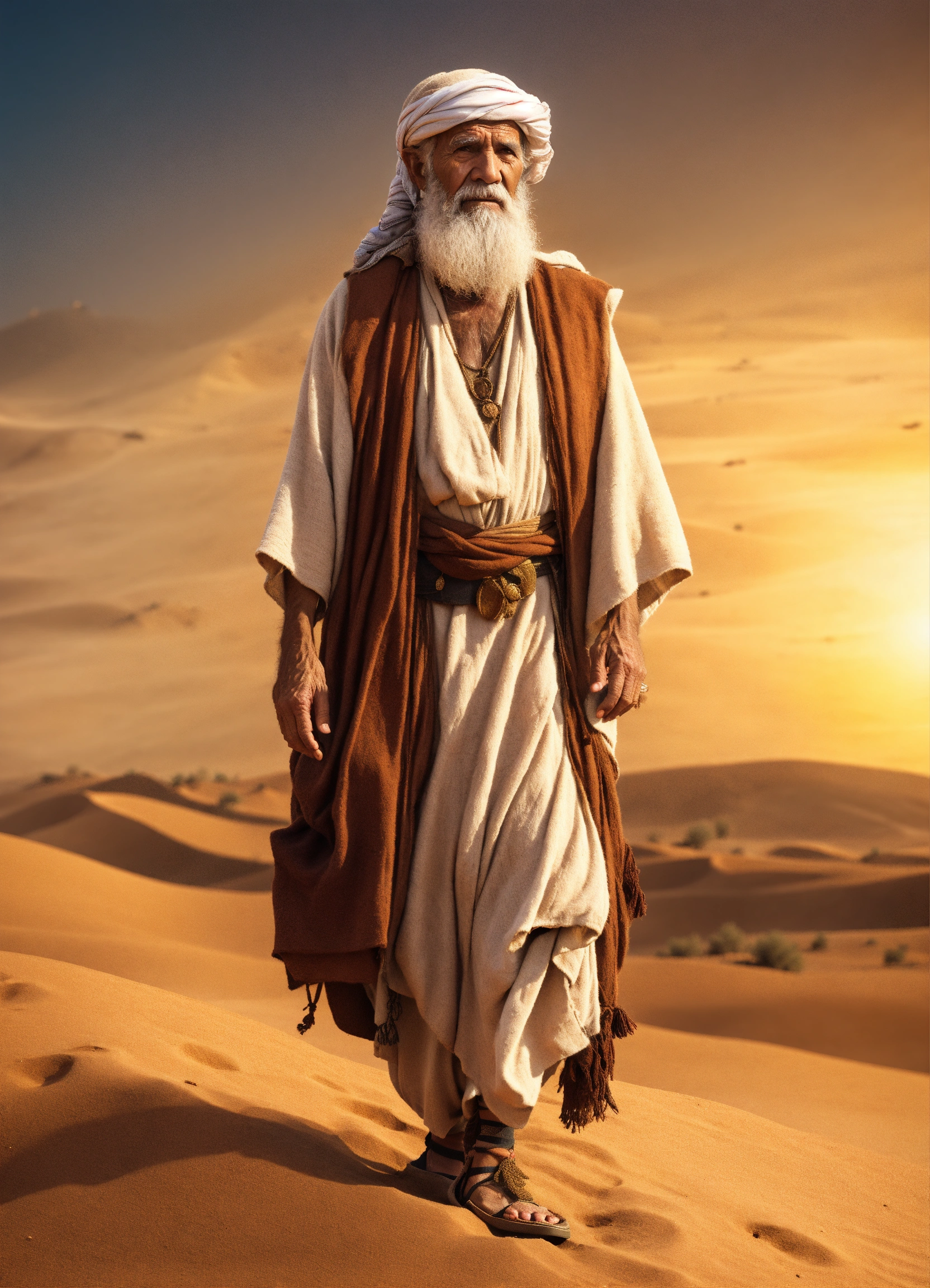 Lexica - ISRAELITE OLD MAN IN THE DESERT, DRESSED IN ANCIENT CLOTHES 4K