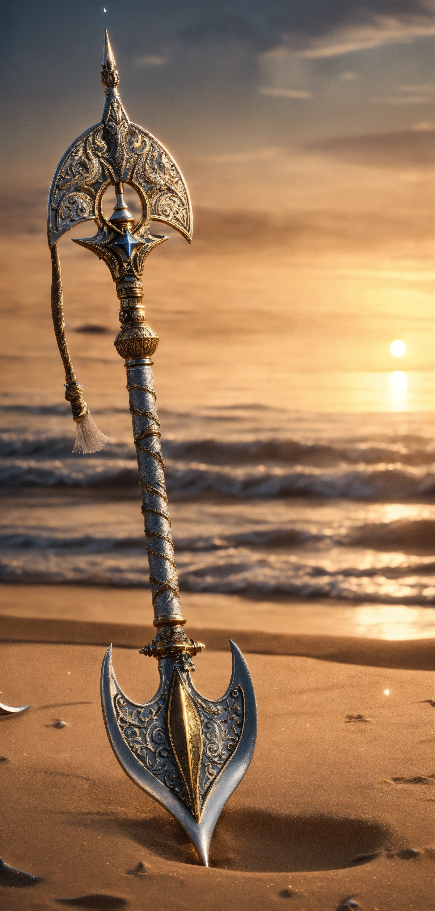 Lexica - 8k, picture of a very long gezackte throwing harpoon with ...