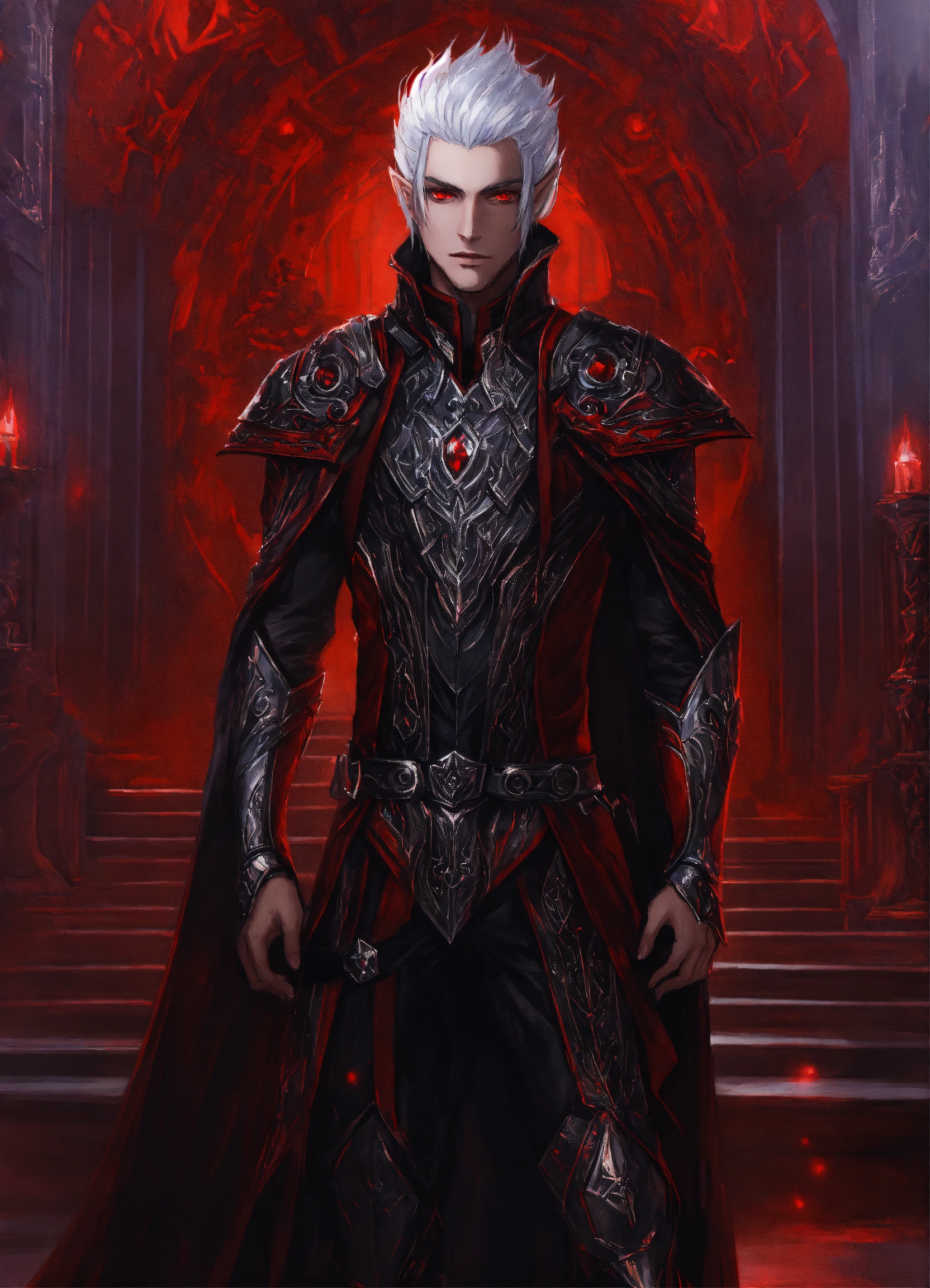 Lexica - Drawing of a dark elf, royalty, sci fi, black and crimson ...