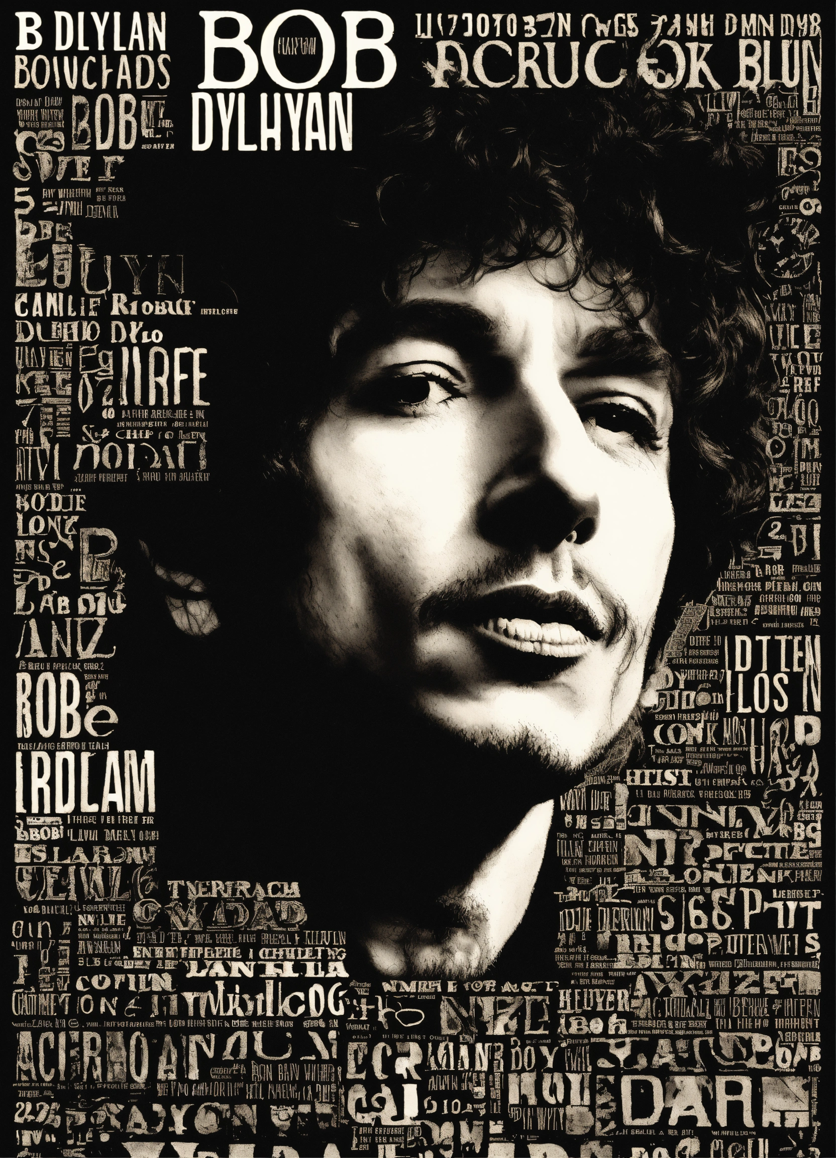 Lexica - Concert poster detailed Bob Dylan typography "Bob Dylan ...