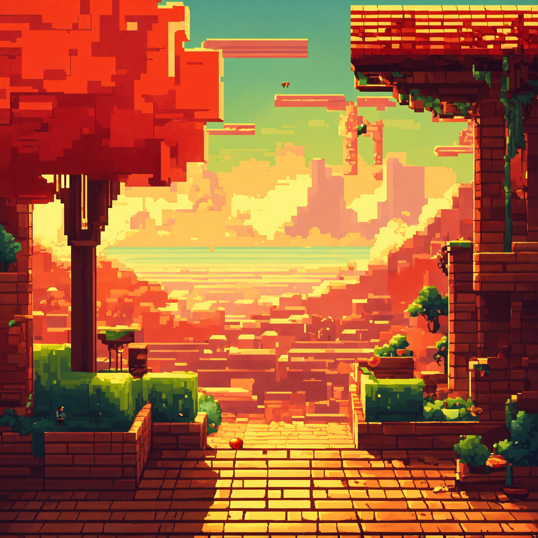 Lexica - Illustrate a pixelated scene reminiscent of classic video ...