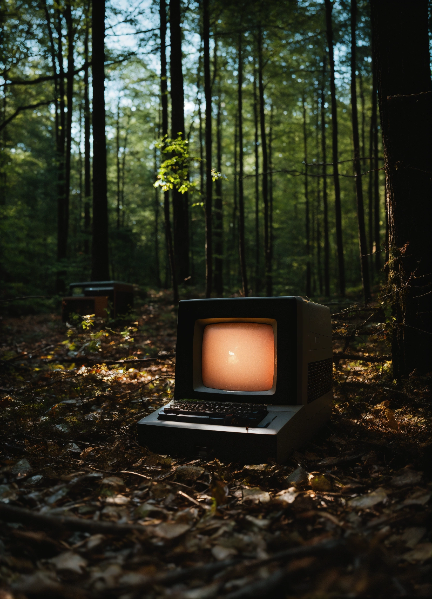 Lexica - Retro Macintosh desktop computer abandoned in the woods ...