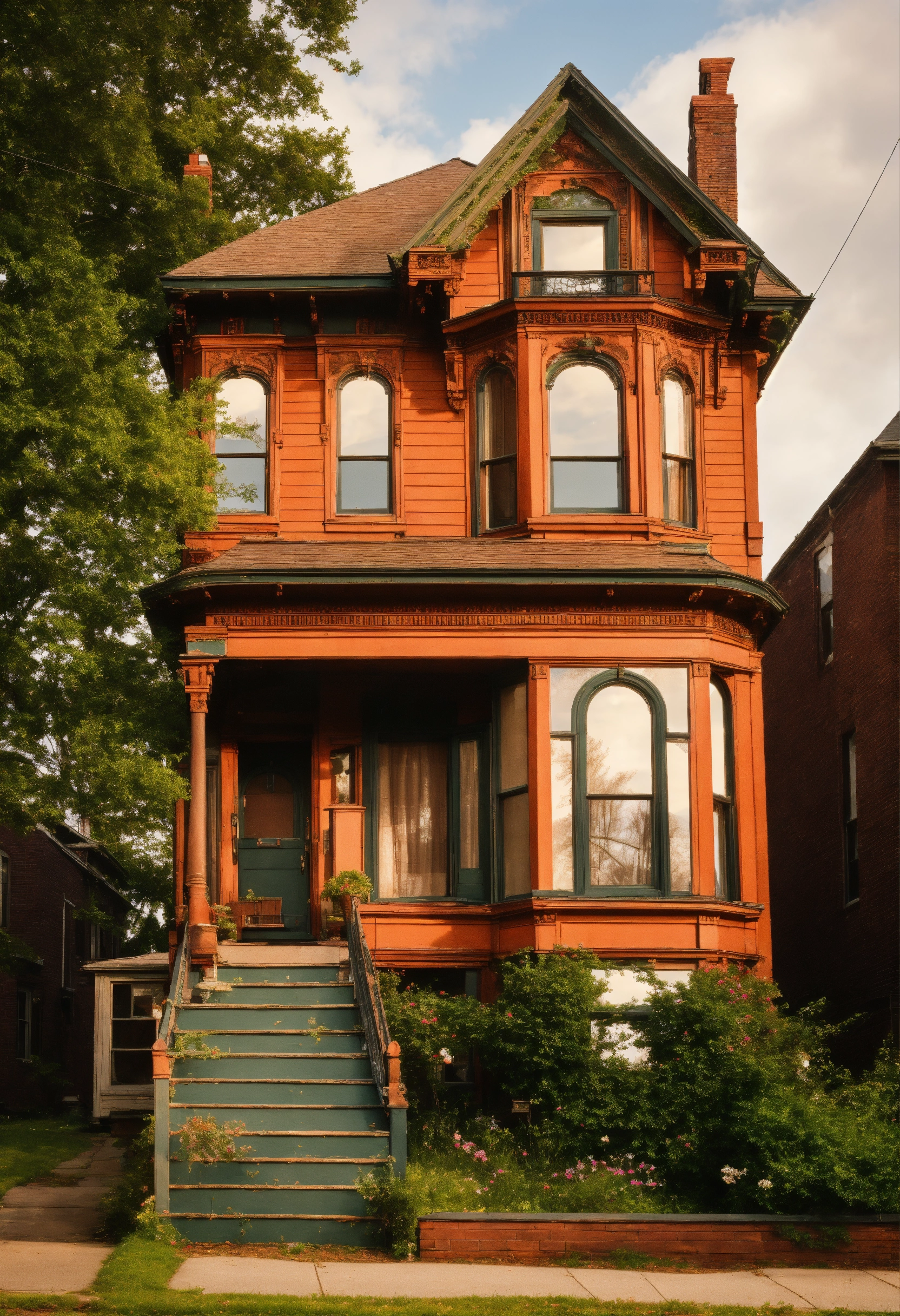 Lexica - A cleveland house, bay window, gable roof, turn of the century