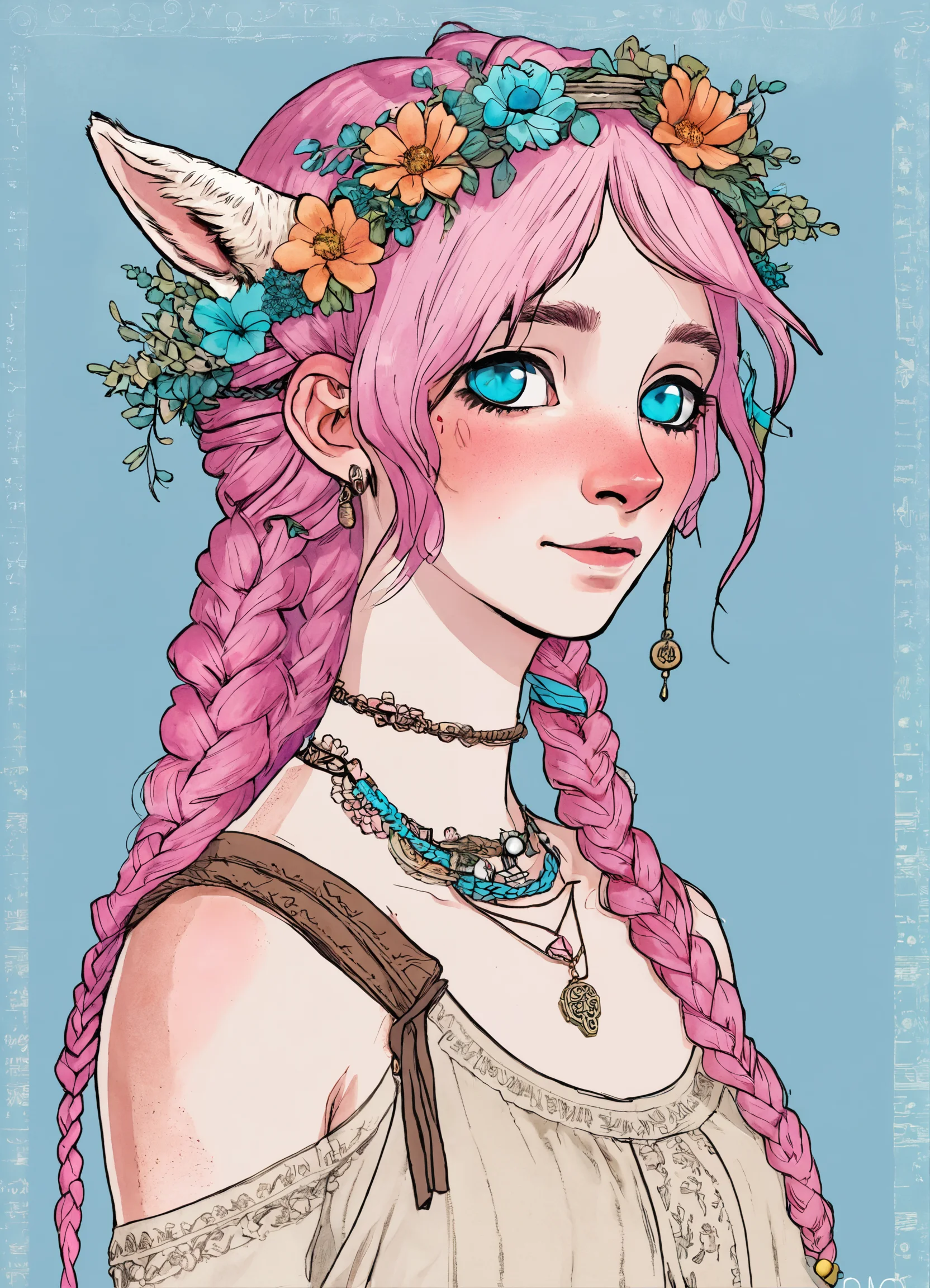 Lexica - In RPG character drawing style. Young human woman with clearly ...