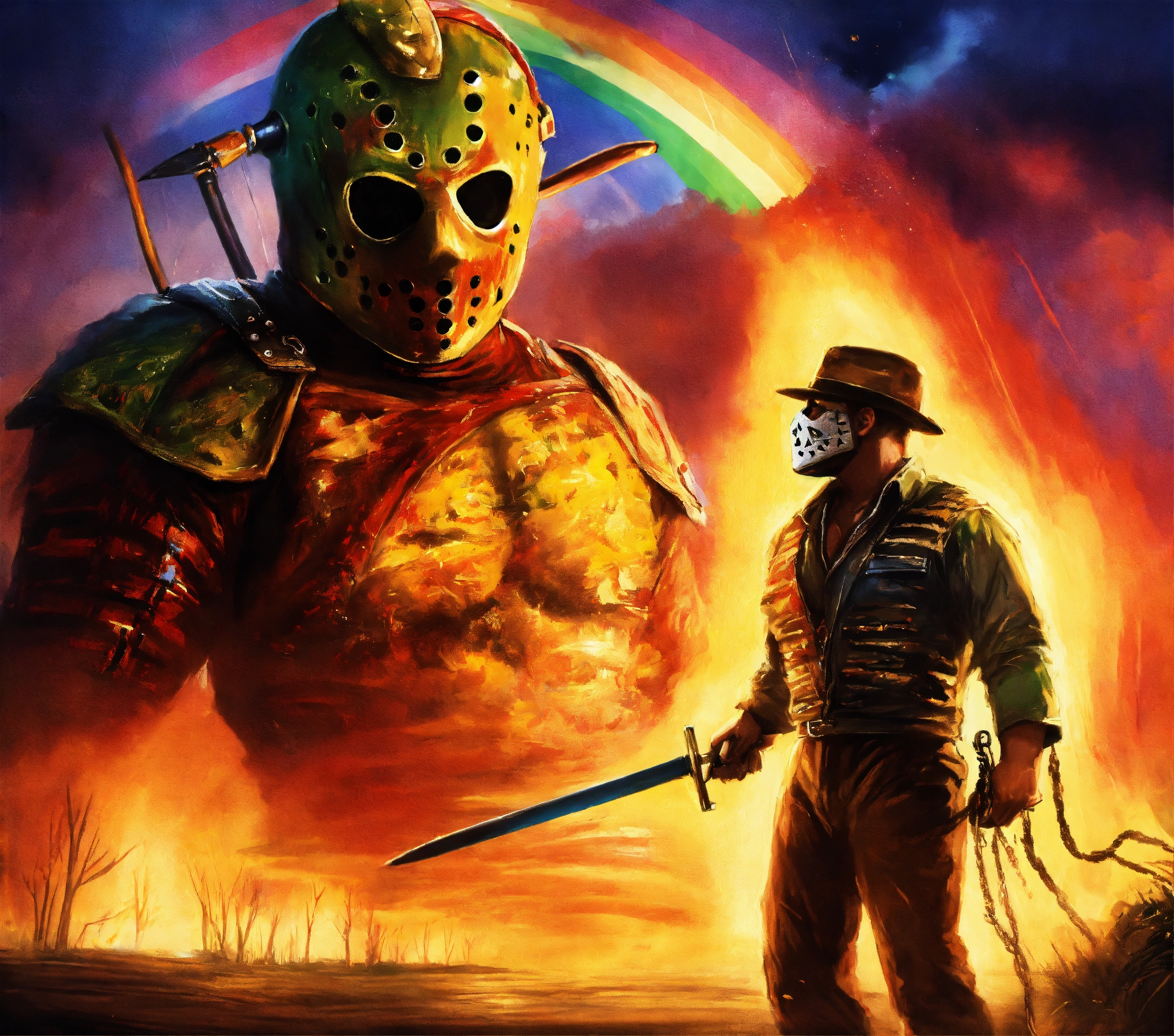 Lexica - Nightmare on elm st freddie vs Jason god rainbow thunder