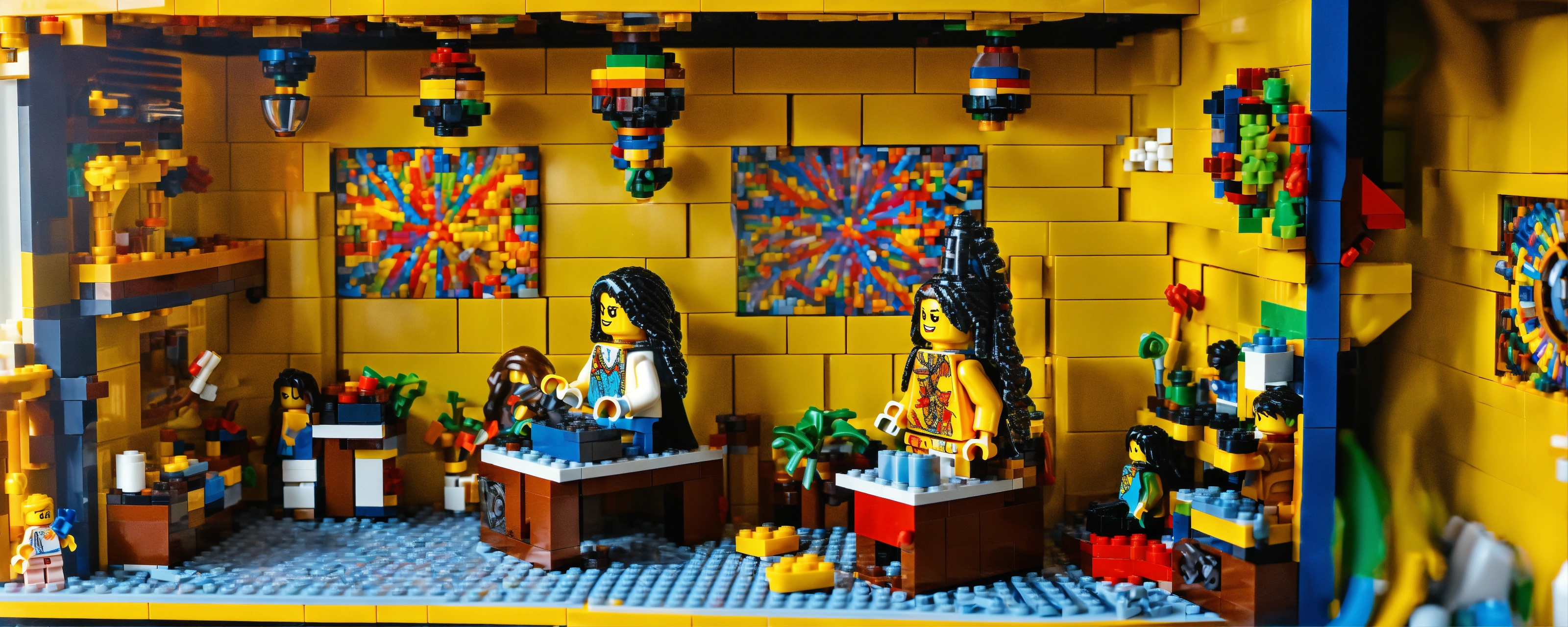 Lexica - Lego setup An office, with a female 'Lego person' working on ...