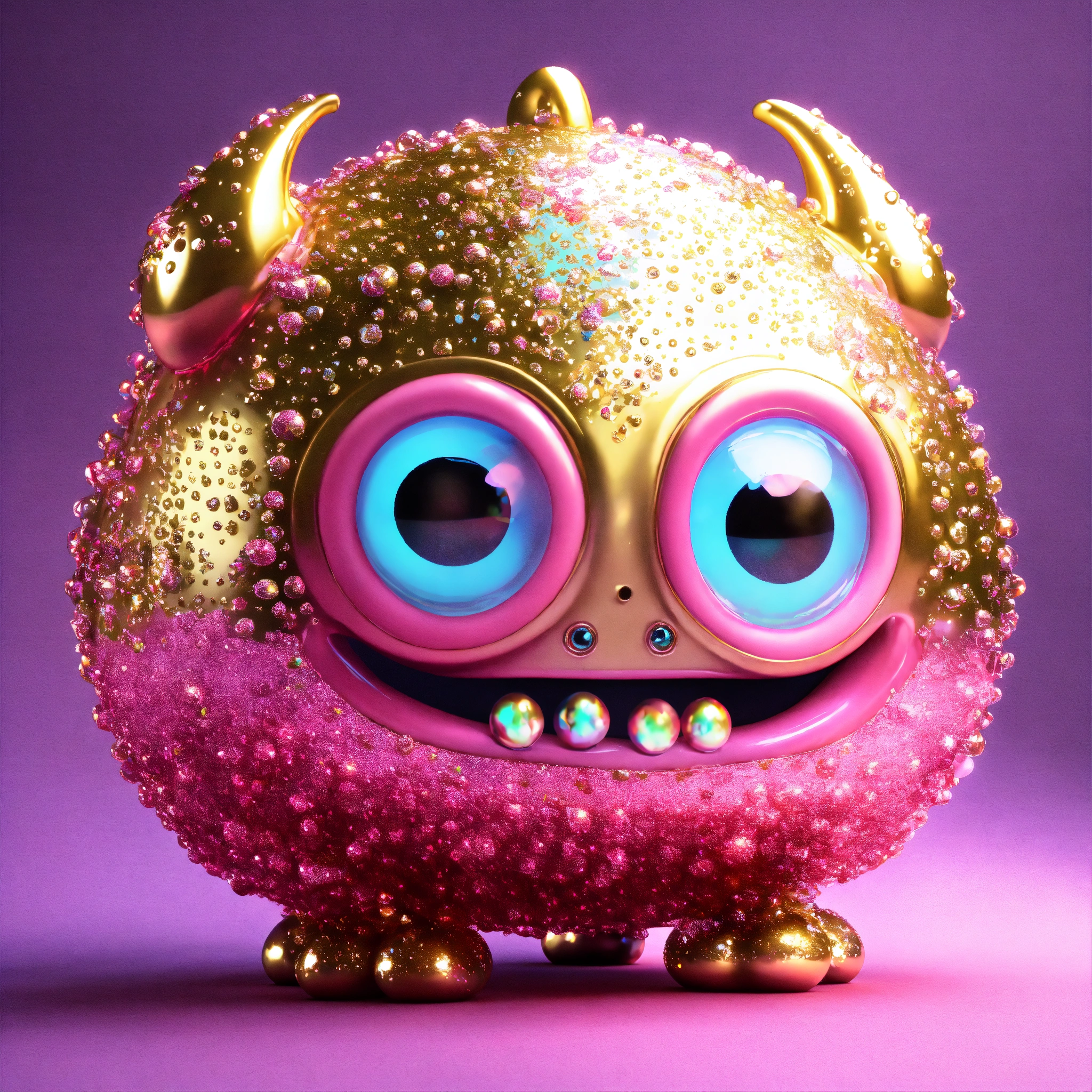 Lexica - Cute 3D bubble monster, in pearly iridescent glittery colour ...