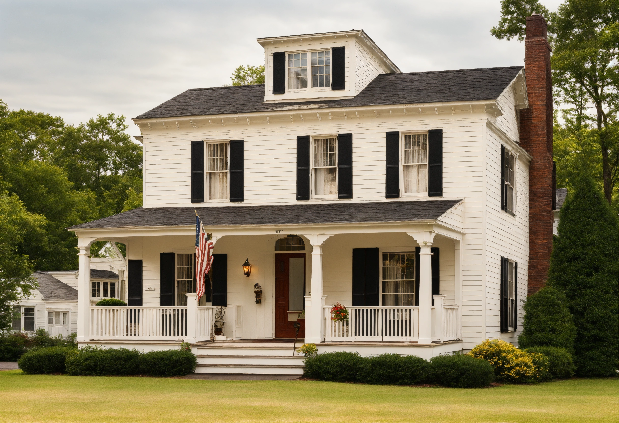 Lexica - Early 20th century white clapboard center entry colonial house ...