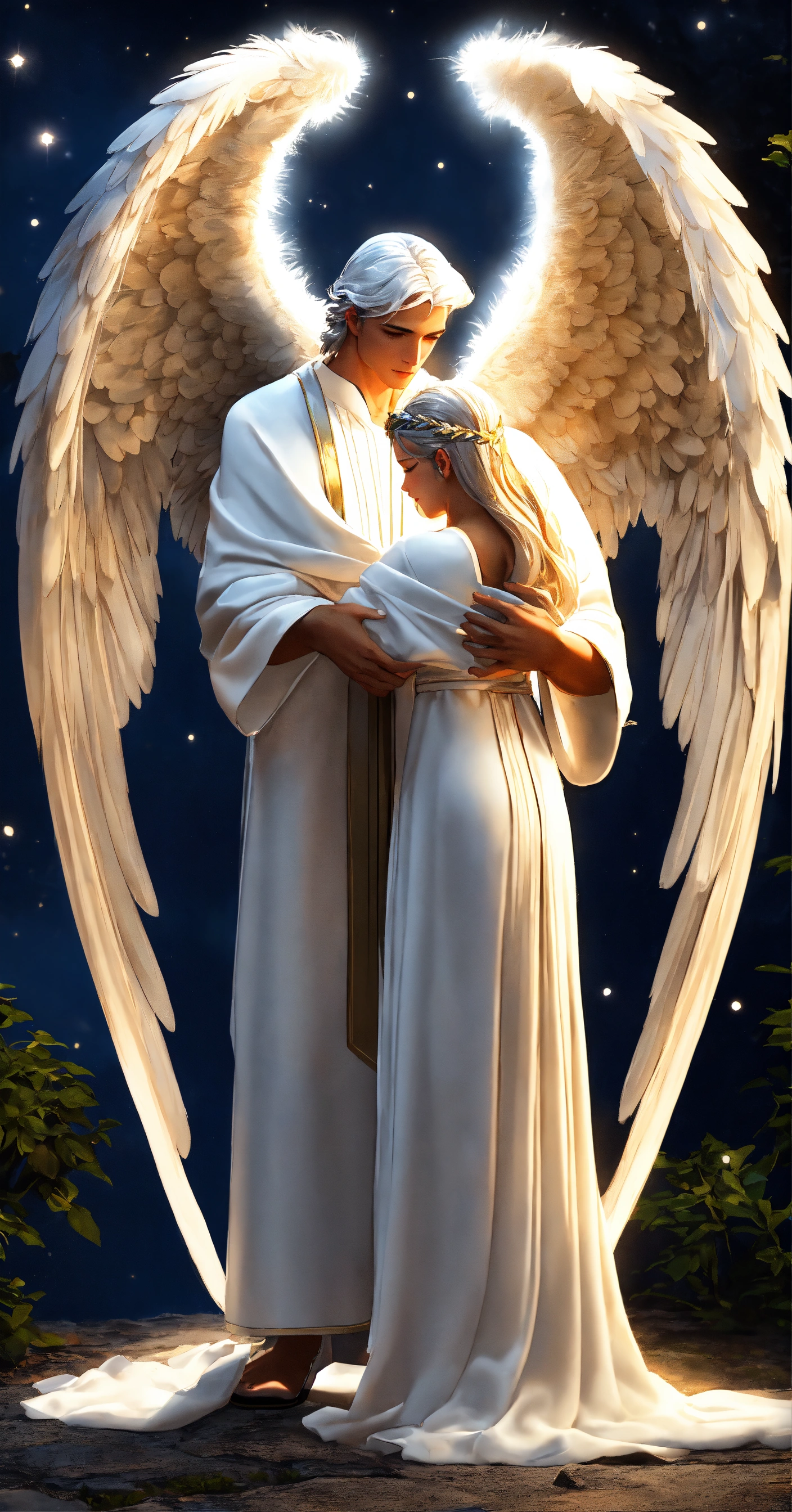 Lexica - 2 male guardian angels with detailed and luminous white angel ...