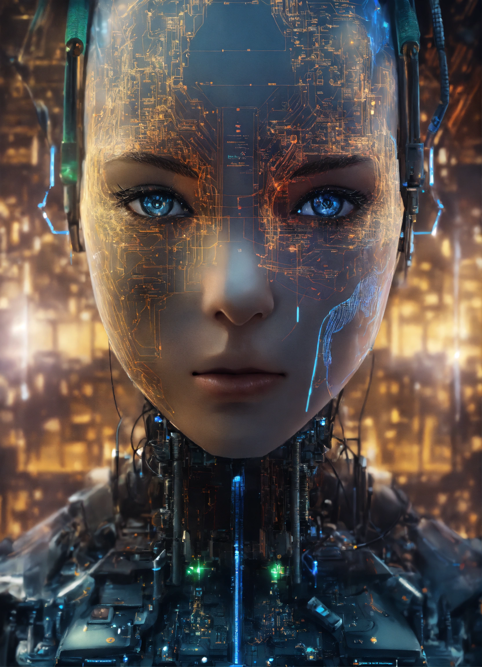 Lexica - Close up of an Android face being programmed with quantum ...