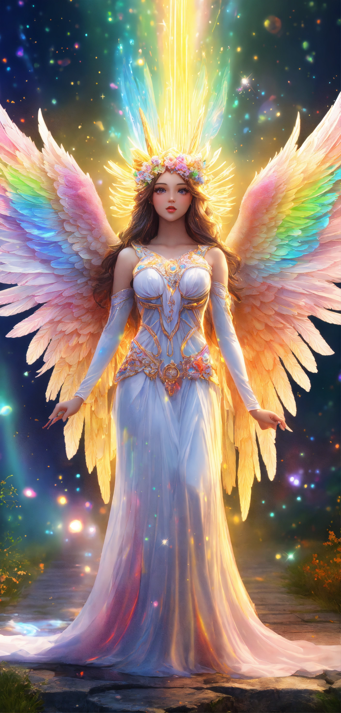 Lexica - 7 hyper-detailed holographic angels together with detailed and ...