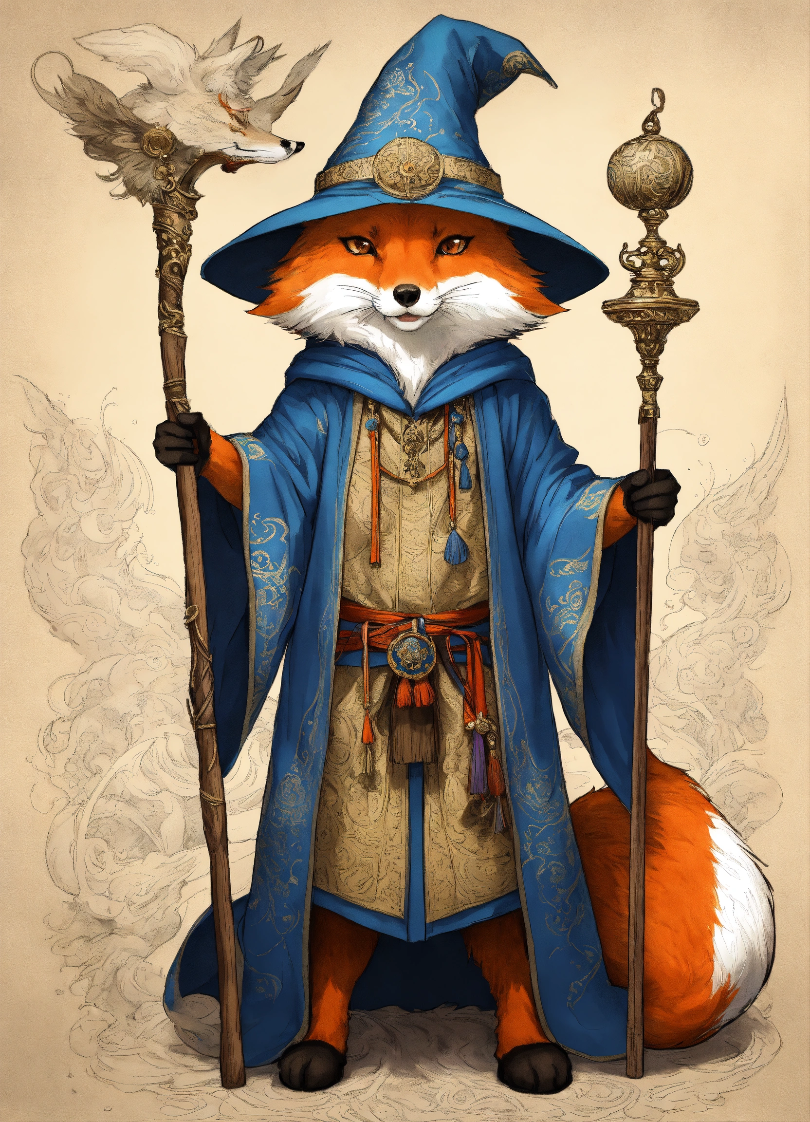 Lexica - Masterpiece, best quality, anthropomorphic fox wearing wizard ...