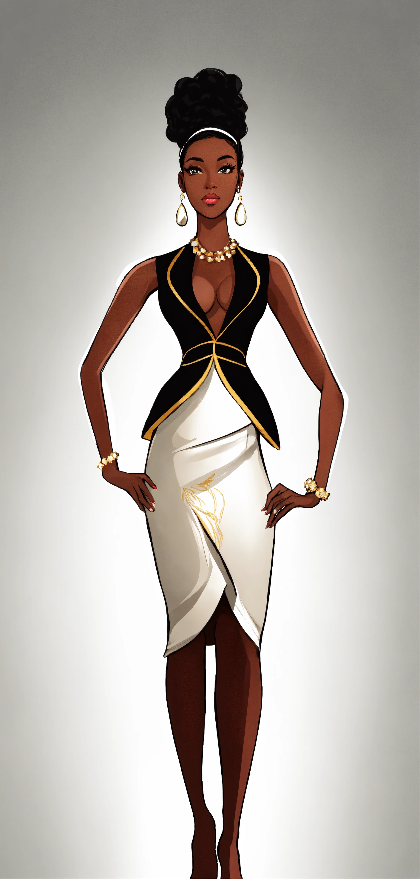 Lexica - A cartoon of elegant black woman, show full body, on white ...
