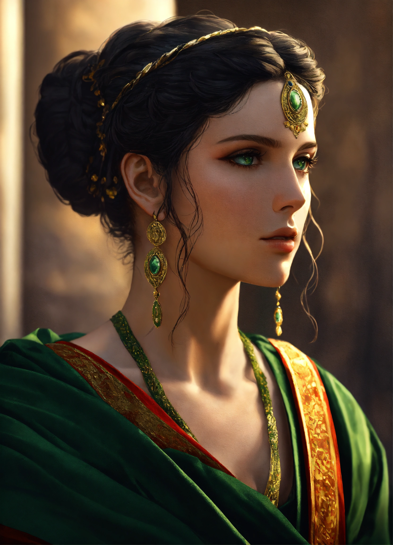 Lexica - A noble roman woman with dark hair and dark green eyes, hair ...
