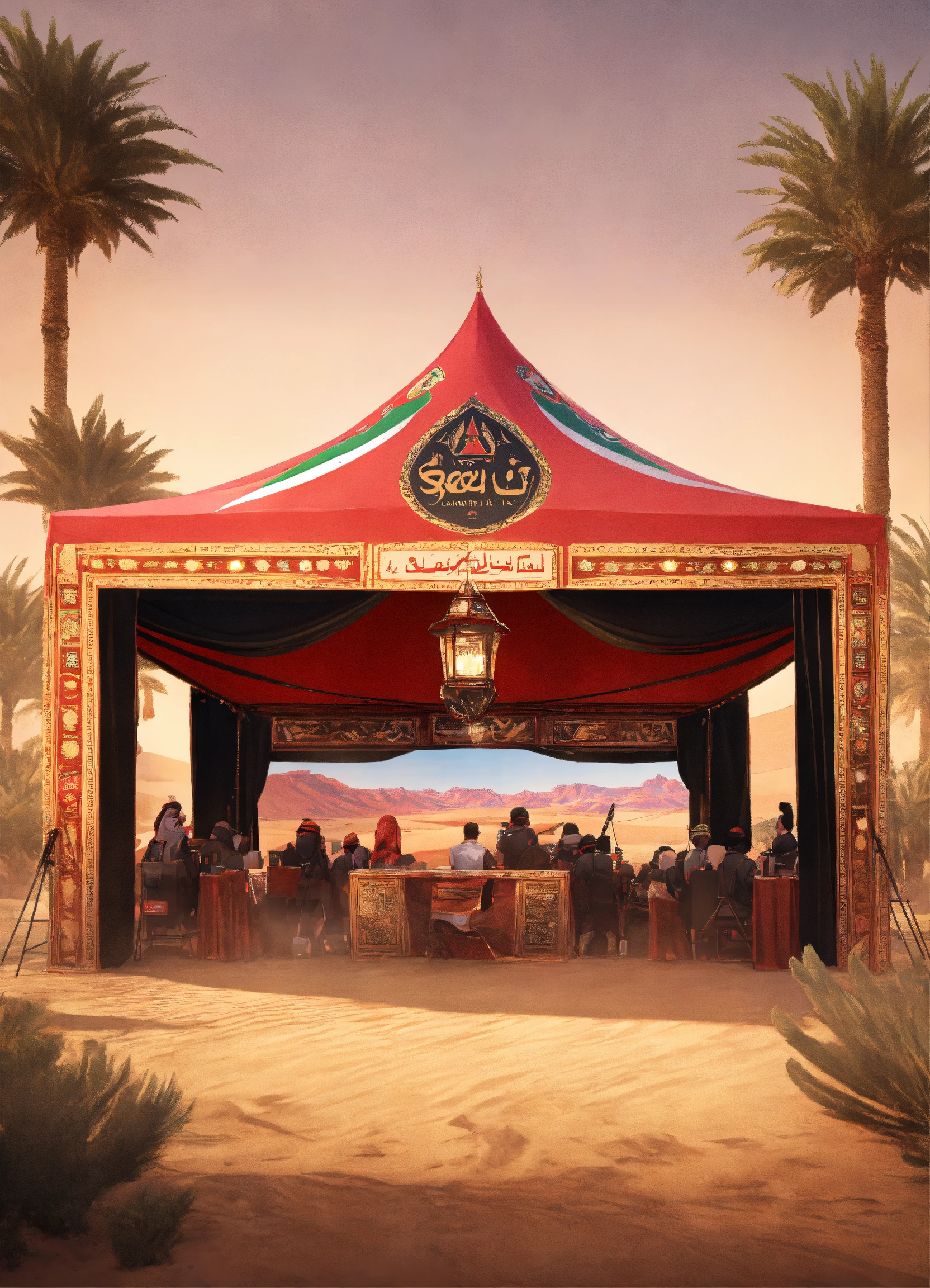 Lexica - Generate an image of a small esports venue's desert tent style ...