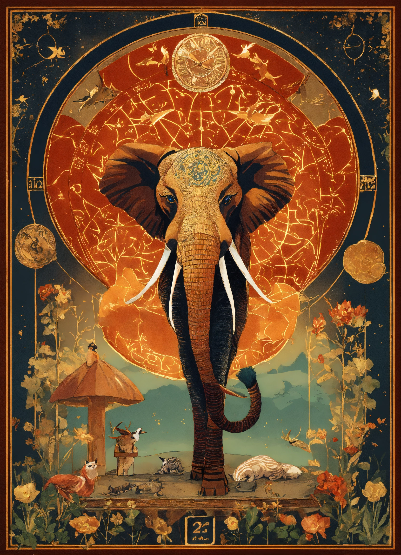 Lexica - 12 zodiac signs as animals standing side by side