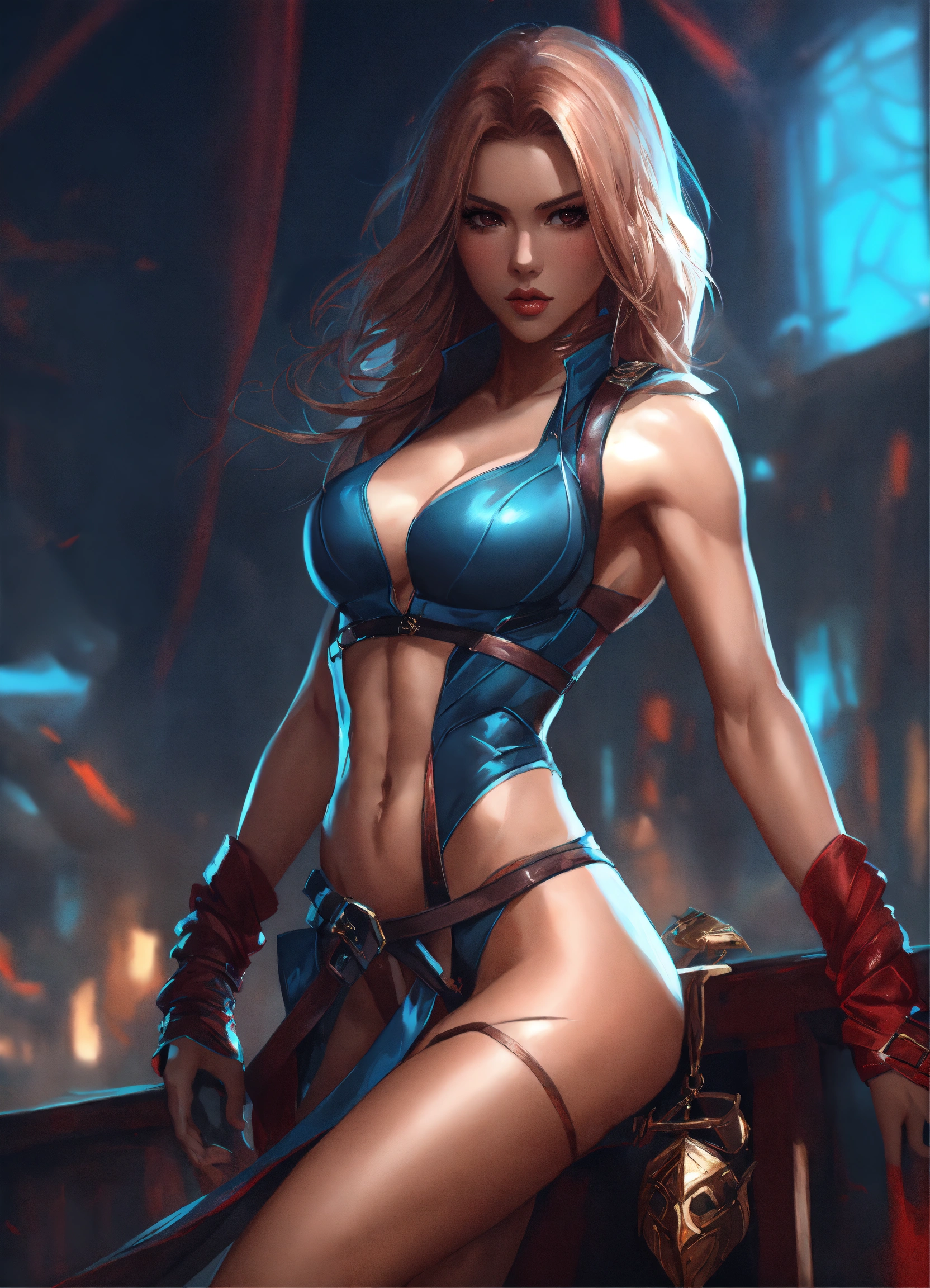 Lexica - Portrait of a female assassin, dress, legs, muscles, stunning beautiful artwork, toned ...
