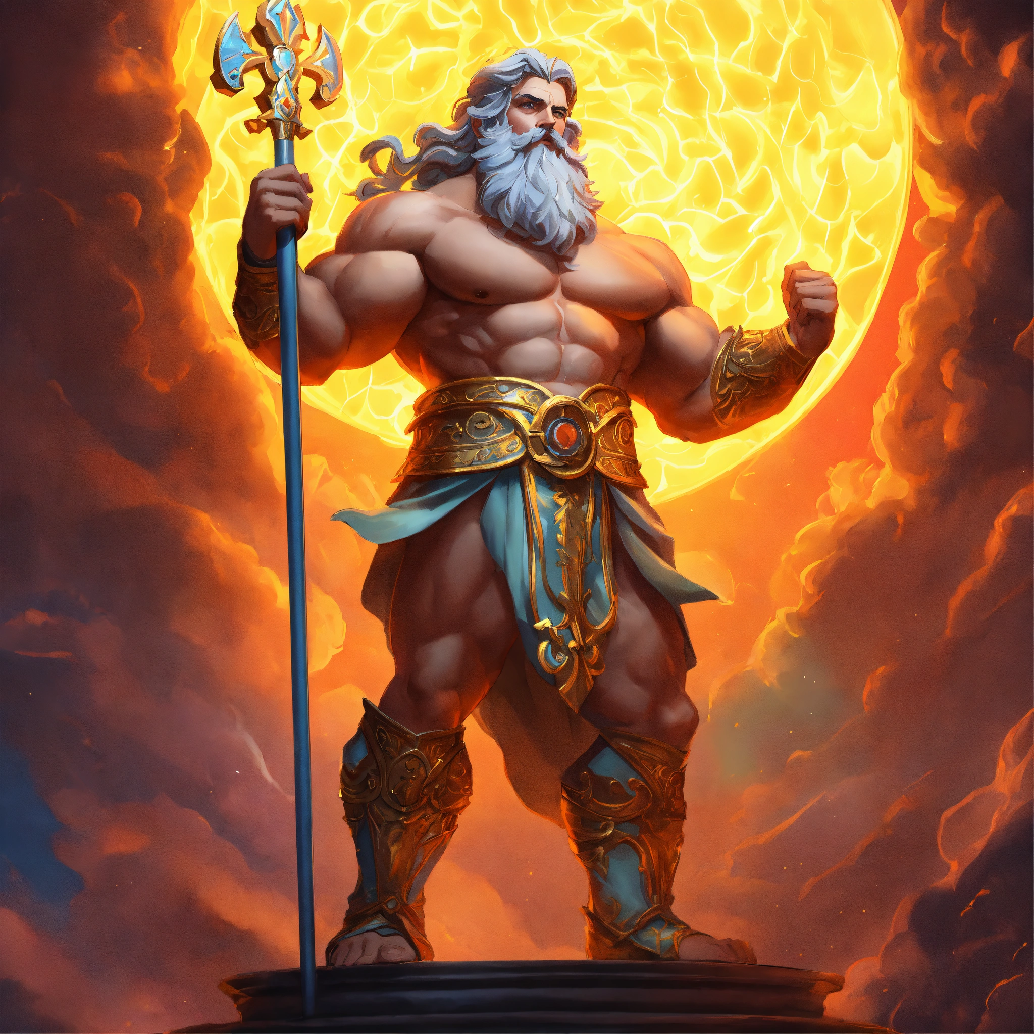 Lexica - God Zeus, standing up, volumetric realistic cartoon oil paint ...