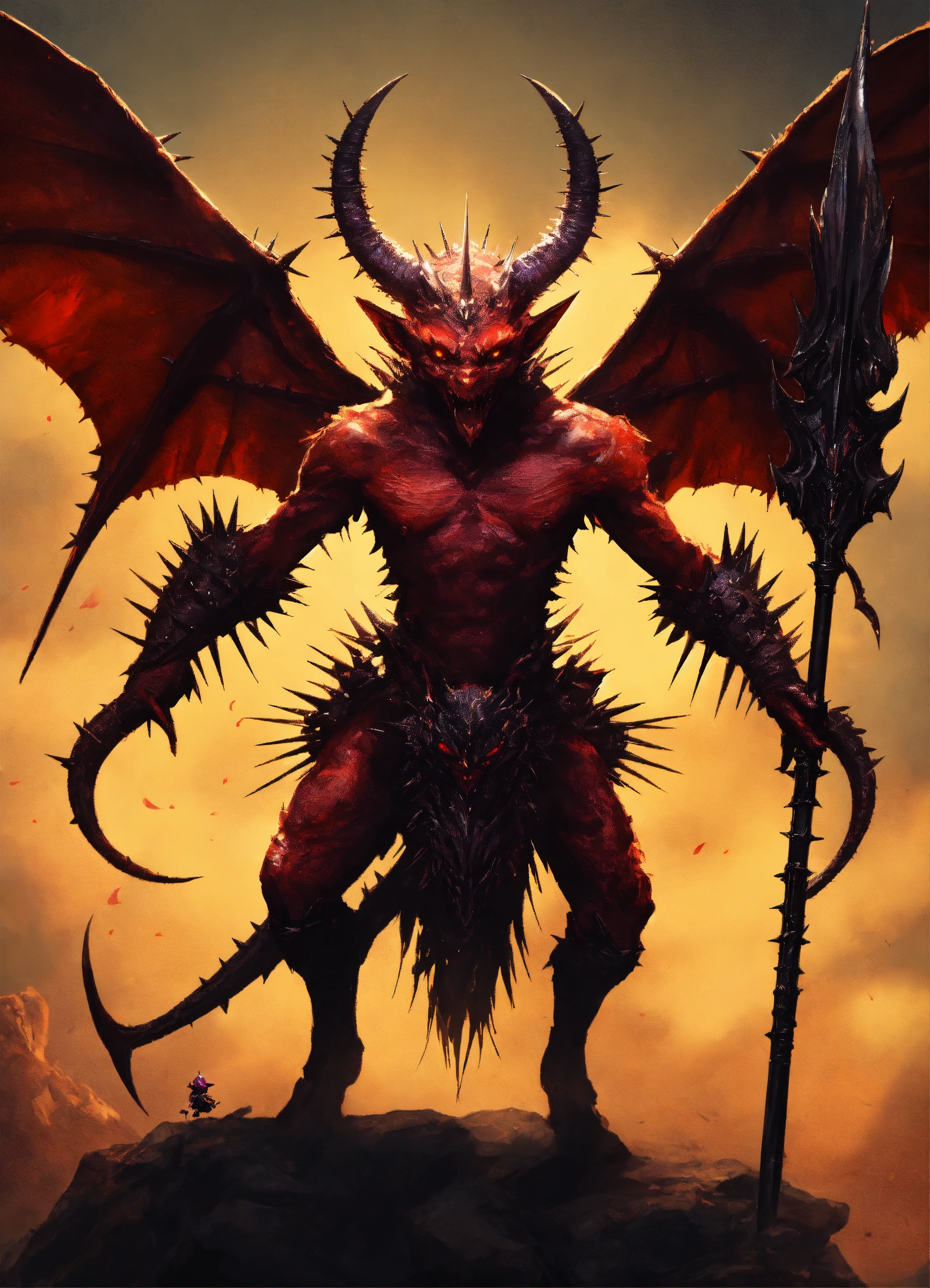 Lexica - A small flying demon imp with long arms covered in spikes with ...