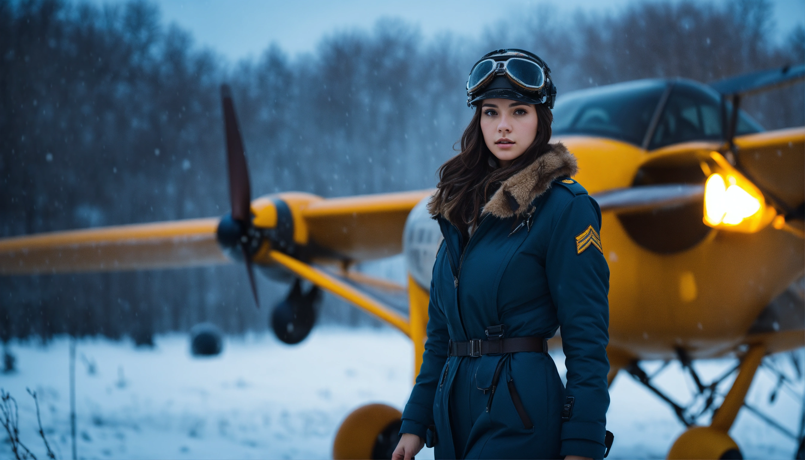 Lexica - A beautiful brunette pilot girl, beautiful, moody lighting ...