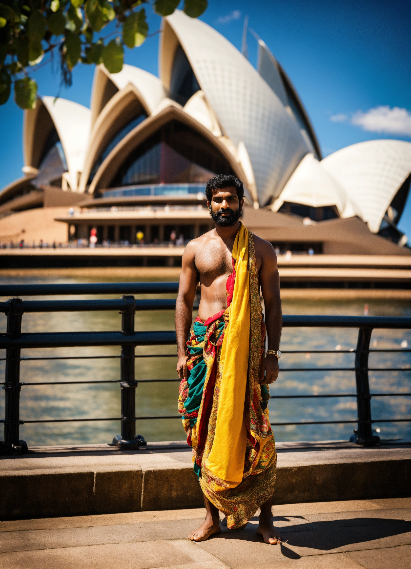Lexica - SRI LANKAN MAN WEARING A SARONG IN FRONT OF aUSTRALIA oPERA hOUSE