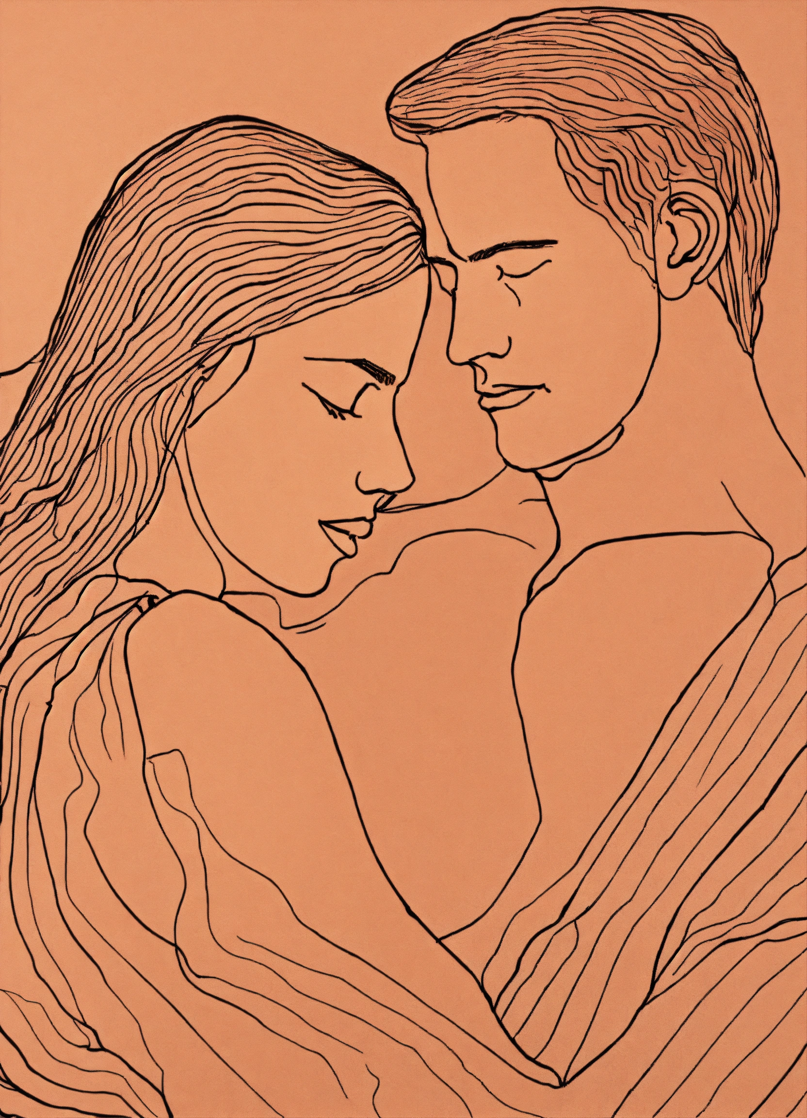 Lexica - An lines painting of a man and a woman in minimal lines in ...