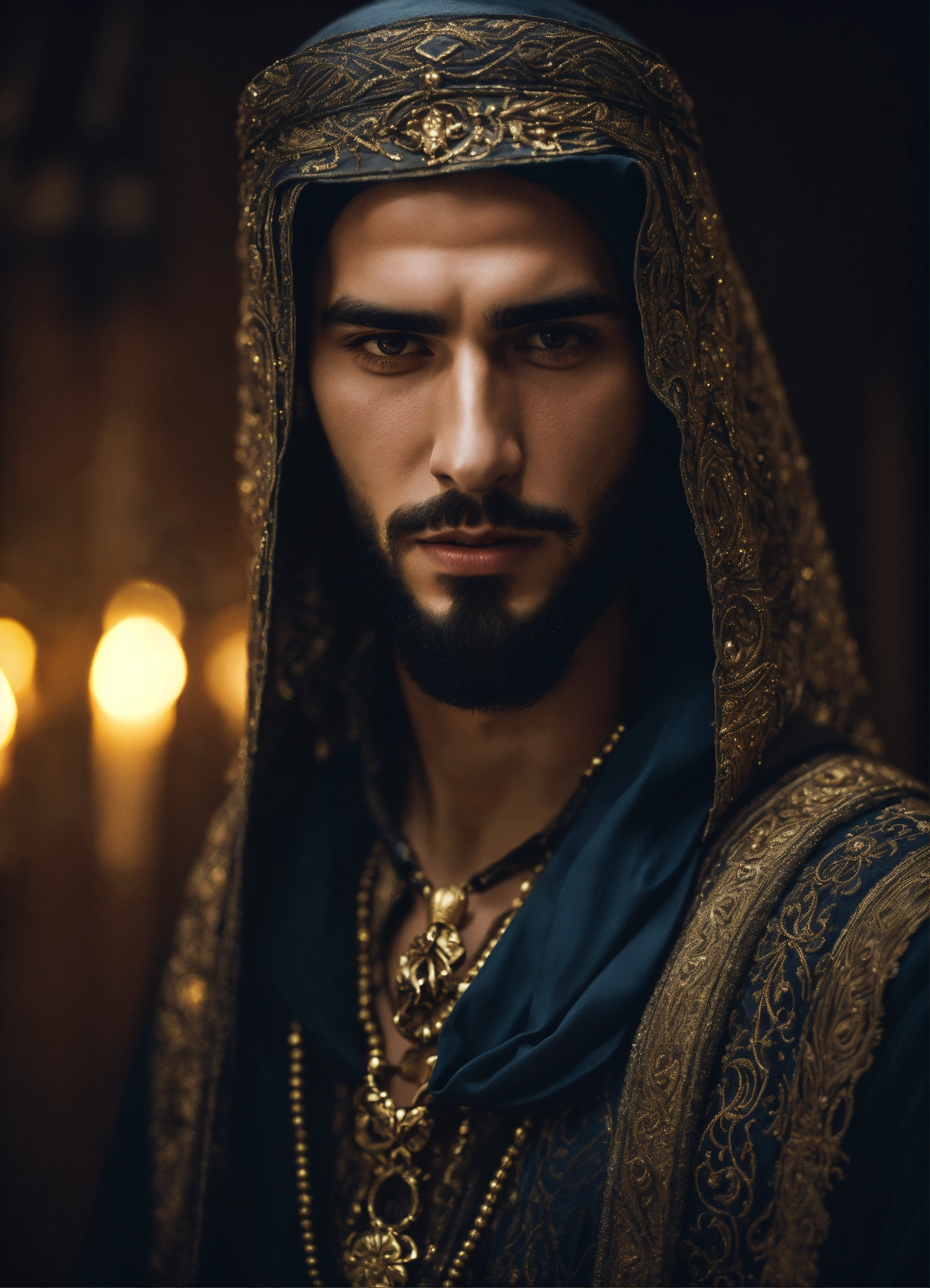 Lexica - Young handsome evil middle eastern male wizard, lavish clothes ...