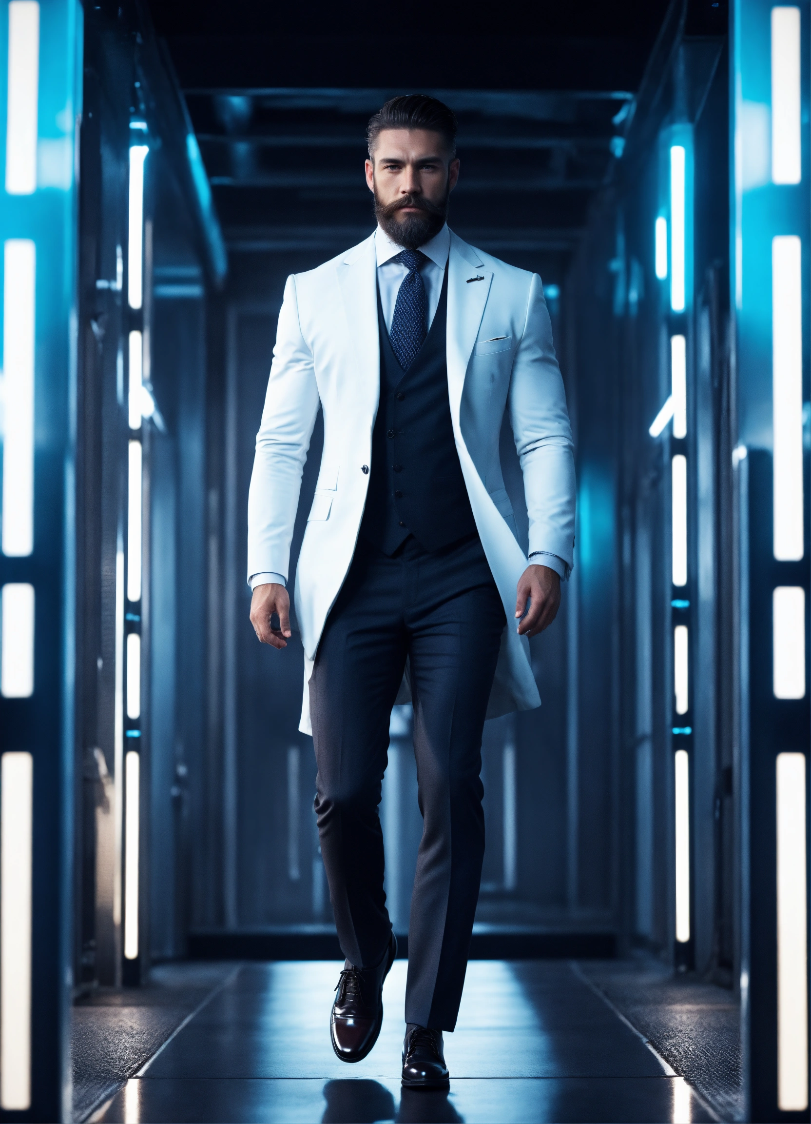 Lexica - Well groomed bearded man, a strong handsome white god wizard ...