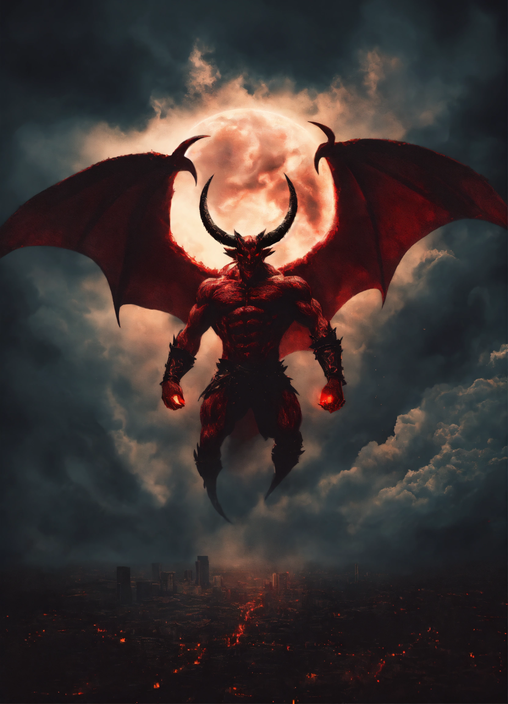 Lexica - Satan appearing in the sky. Overpowering. Sense of panic. Dark ...