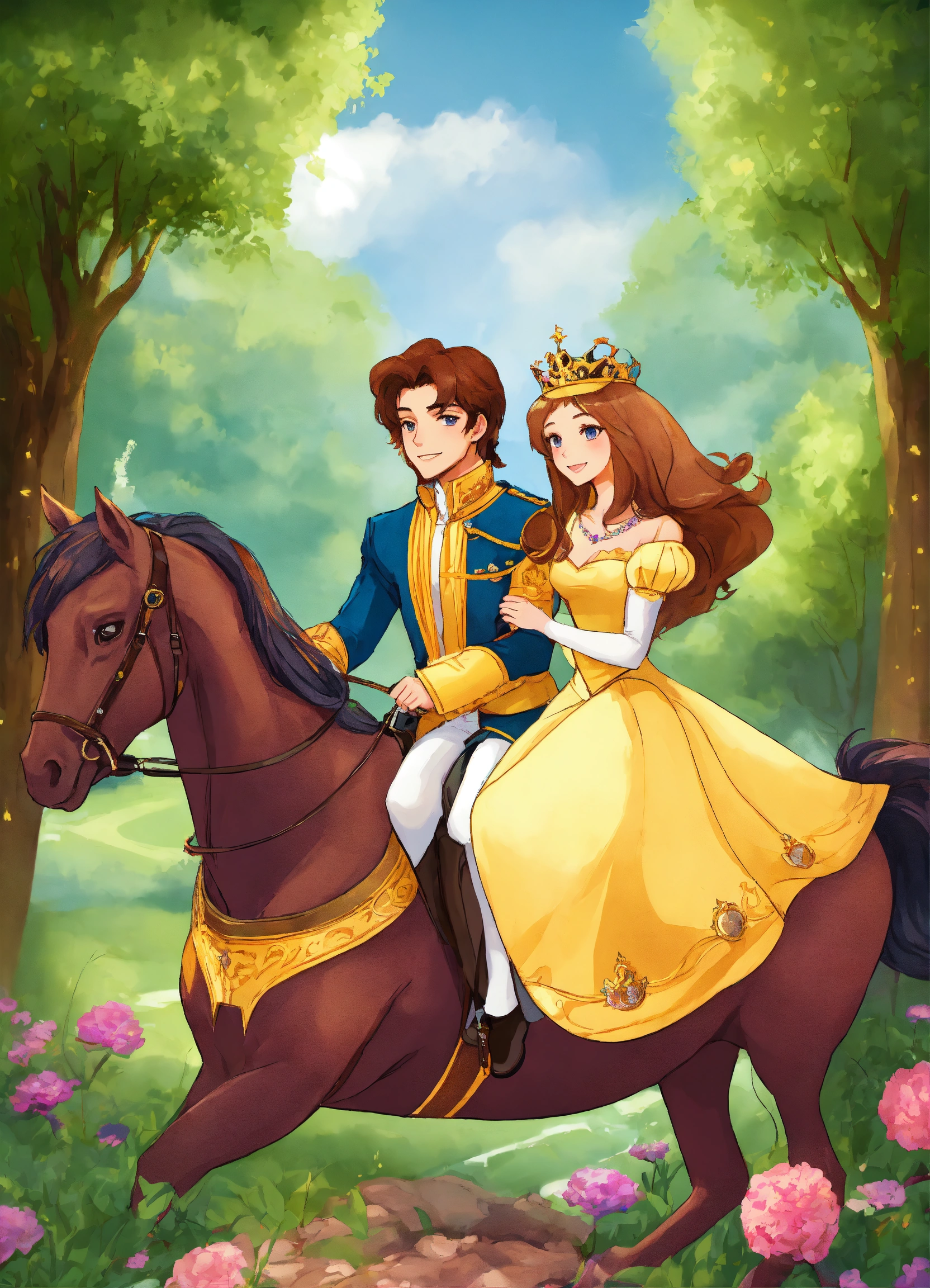 Lexica - Couple prince and princess who makes riding digital illustration