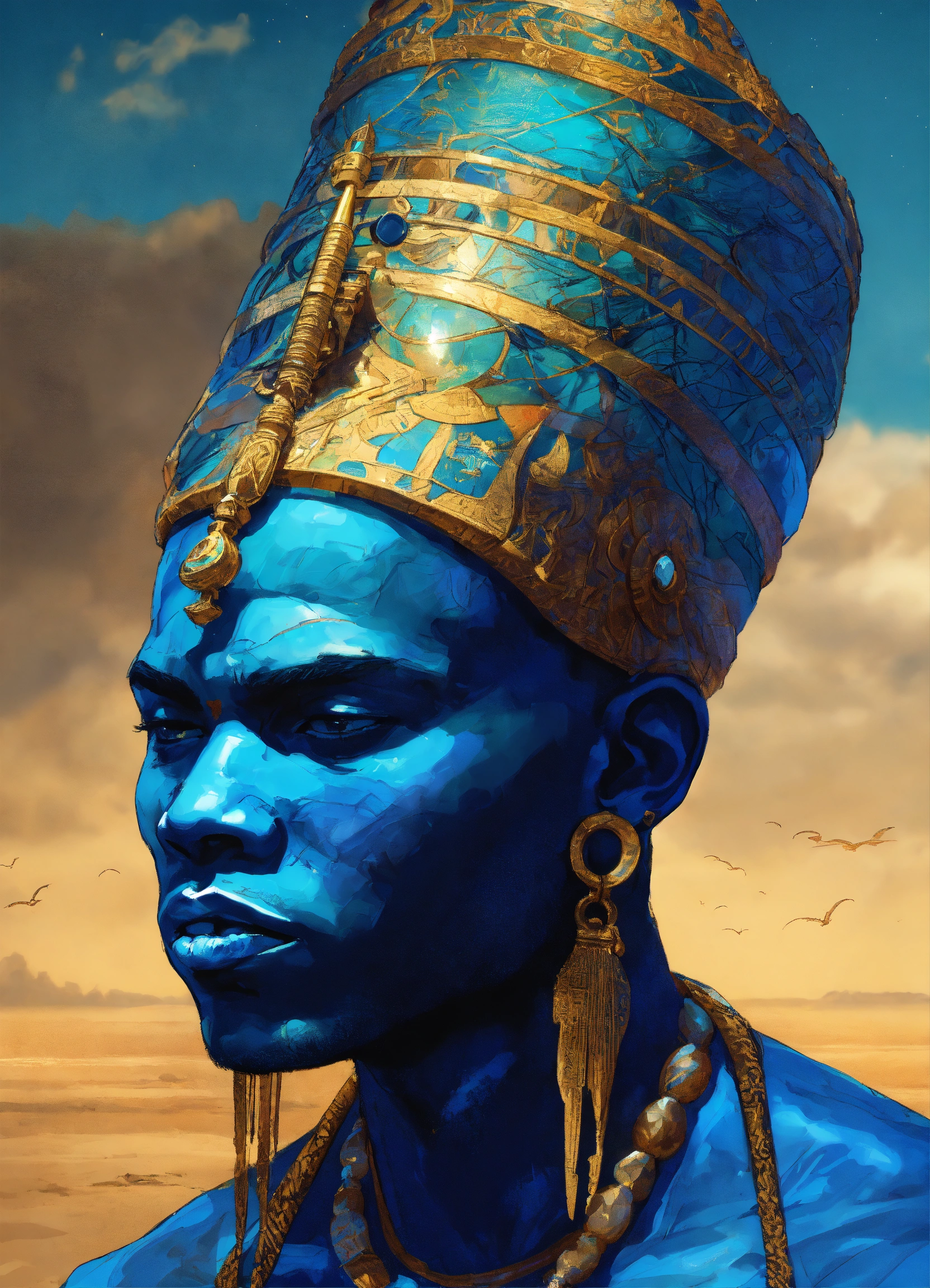 Lexica - Professional portrait of a African pharaoh king tatooed typ ...