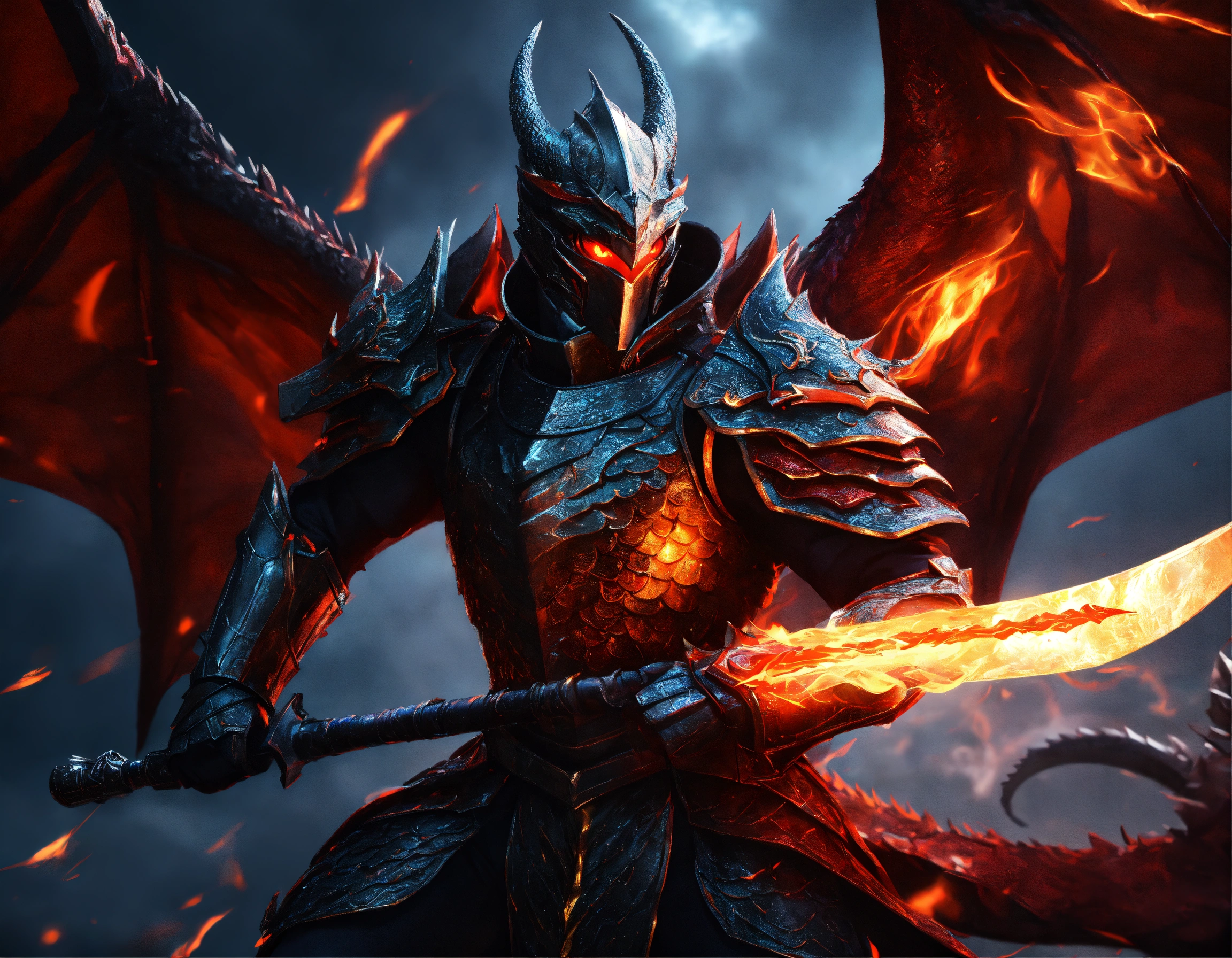 Lexica - Glowing red eyes knight with a black armor and 85% ...